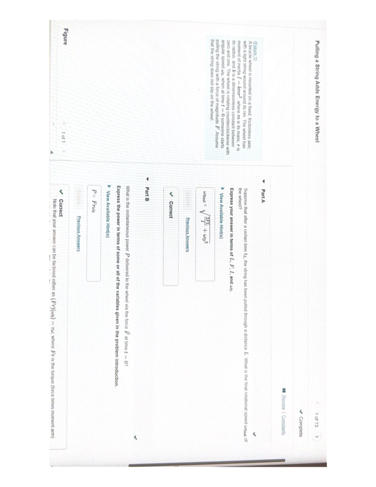 Homework 10 - Hw 10 pearson - Pulling a String Adds Energy to a Wheel 1 ...