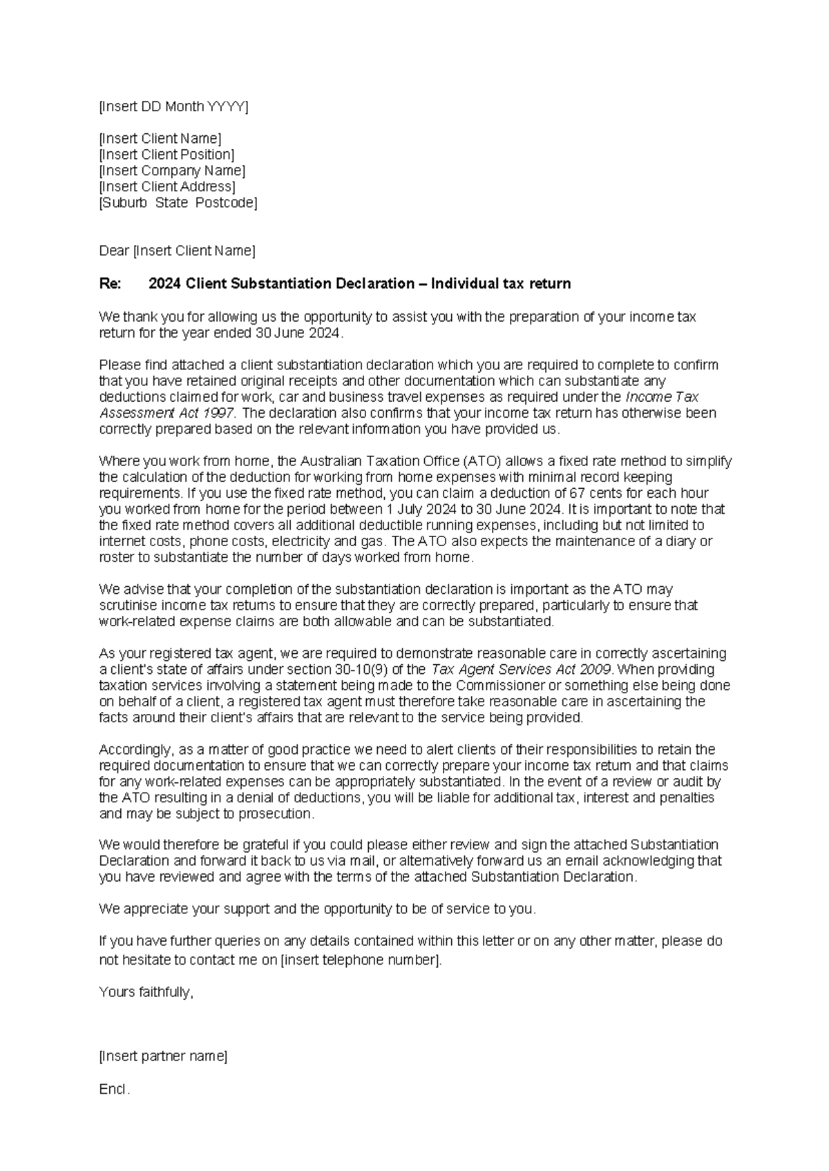 2024 client substantiation letter and declaration - [Insert DD Month ...