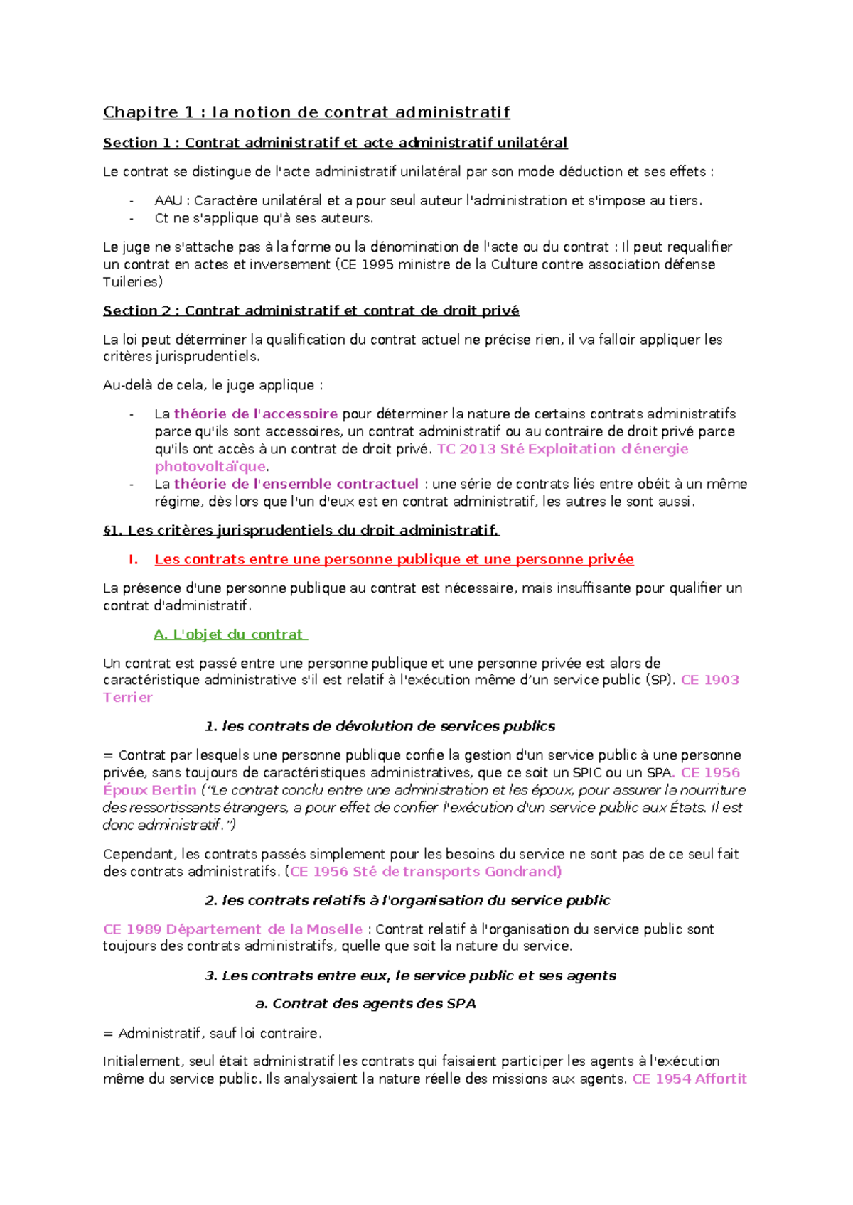 Résumé titre 1 admin - Chapitre 1 : la notion de contrat administratif ...