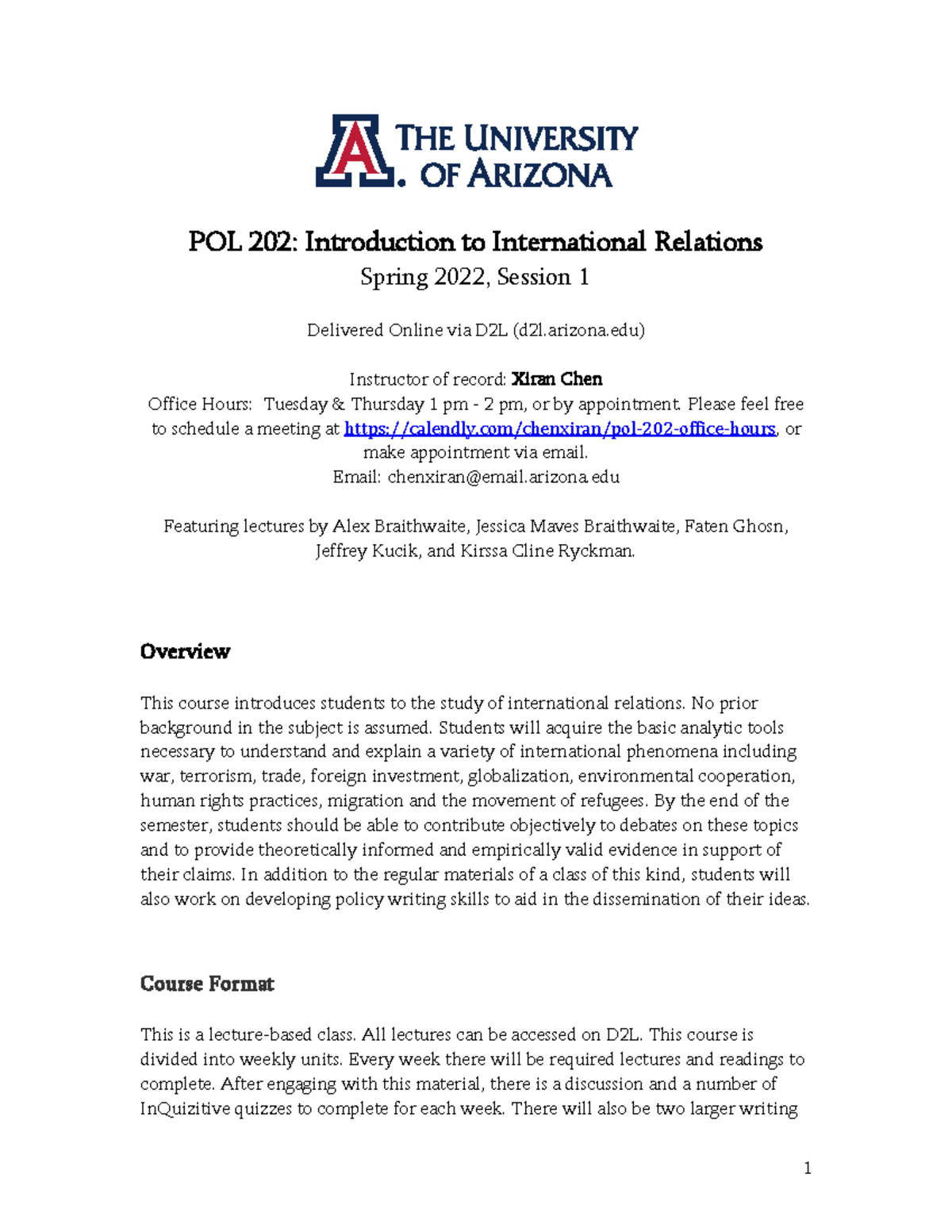 POL202 Online-Syllabus-Spring 2022 - POL 202 : Introduction to ...
