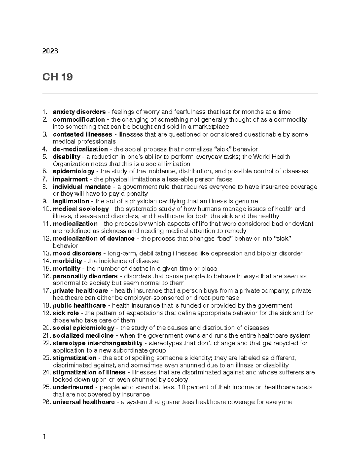 CH 19 Key Terms - 2023 CH 19 anxiety disorders - feelings of worry and ...