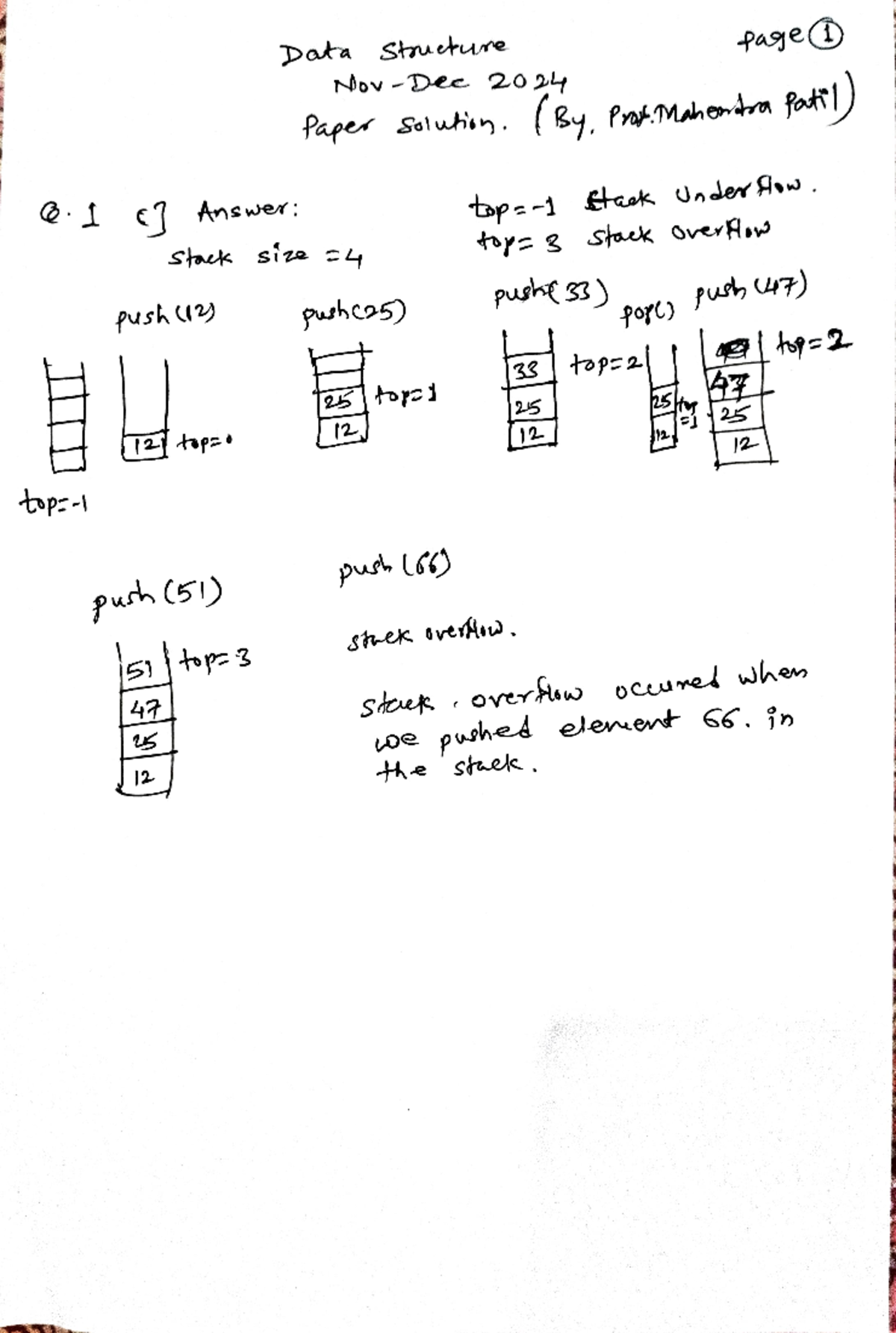 Data Structure Paper Solution Nov-Dec 2024 - tops puh (51) 47 12 Data Stucture Nov-Dee 0 Paper ...