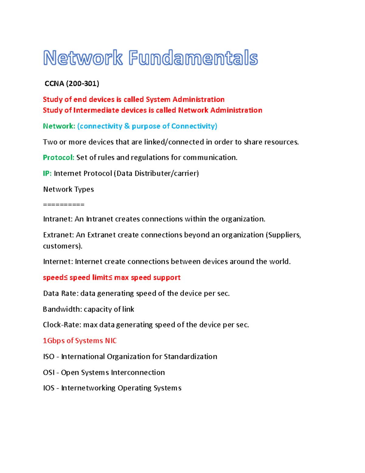 CCNA Solo - CCNA (200-301) Study of end devices is called System ...