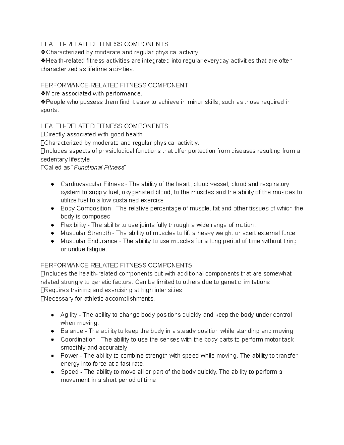 Introduction to Physical Education 2 Notes - HEALTH-RELATED FITNESS ...