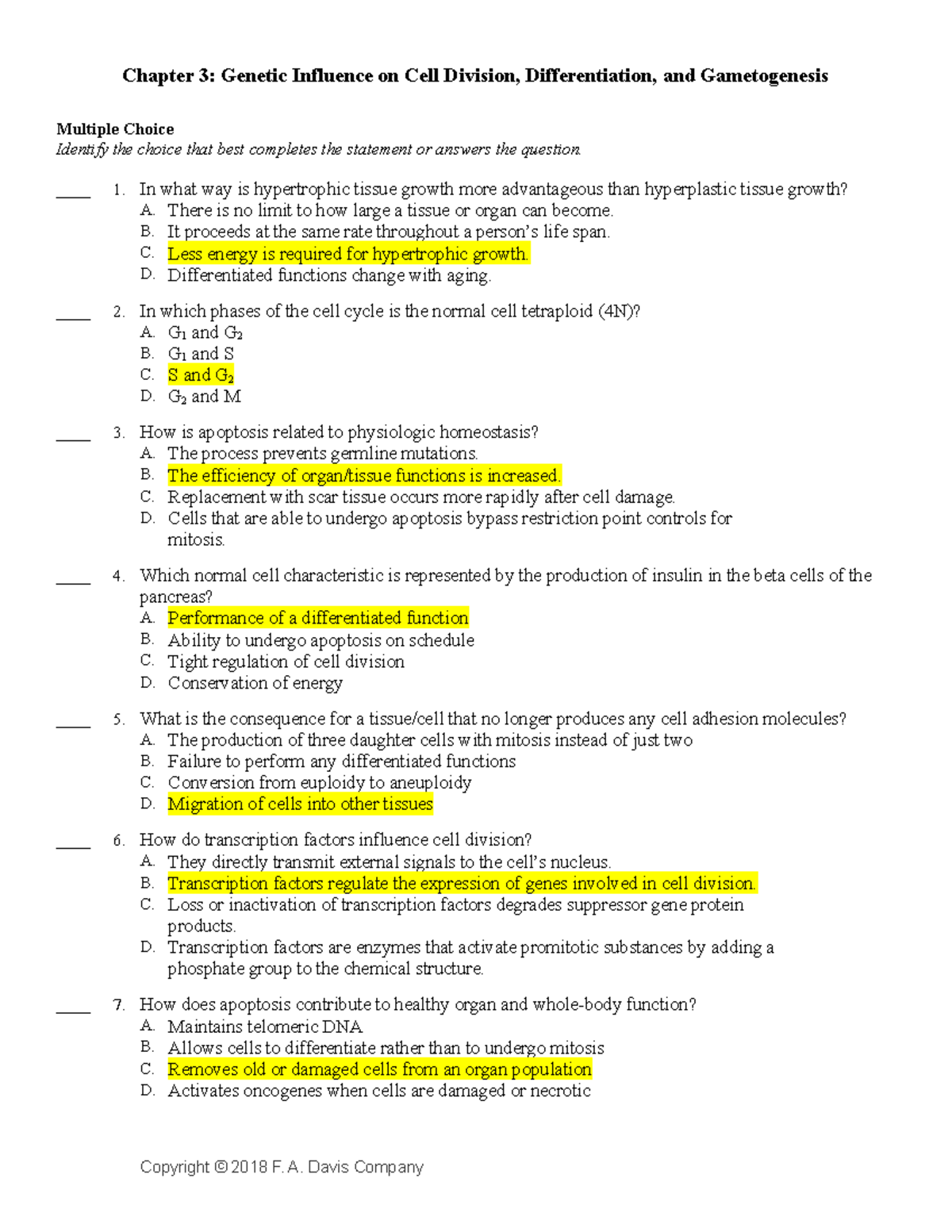 Genetic Influences on Cell Division, Cell Differentiation, and ...