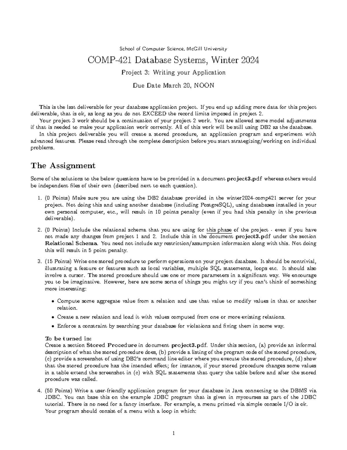 P3-COMP421-2024 - Project 3 - School of Computer Science, McGill University COMP-421 Database ...
