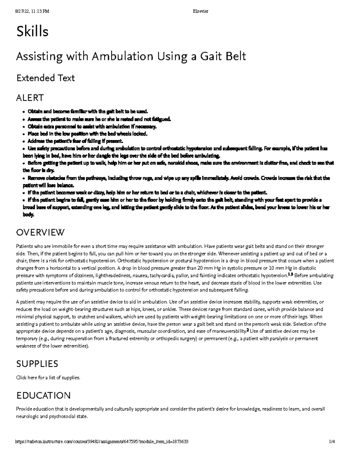Assisting with Ambulation Using a Gait Belt - extended - Skills ...