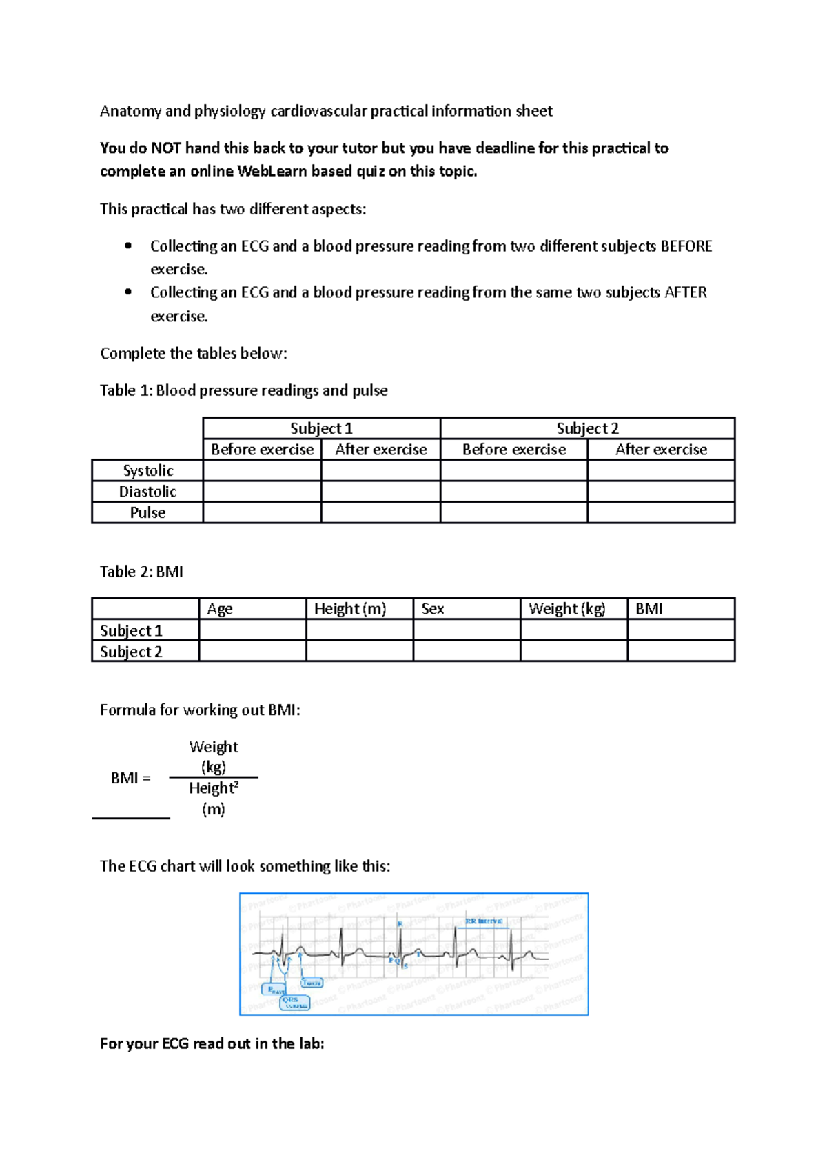 Anatomy and physiology ECG practical - Anatomy and physiology ...