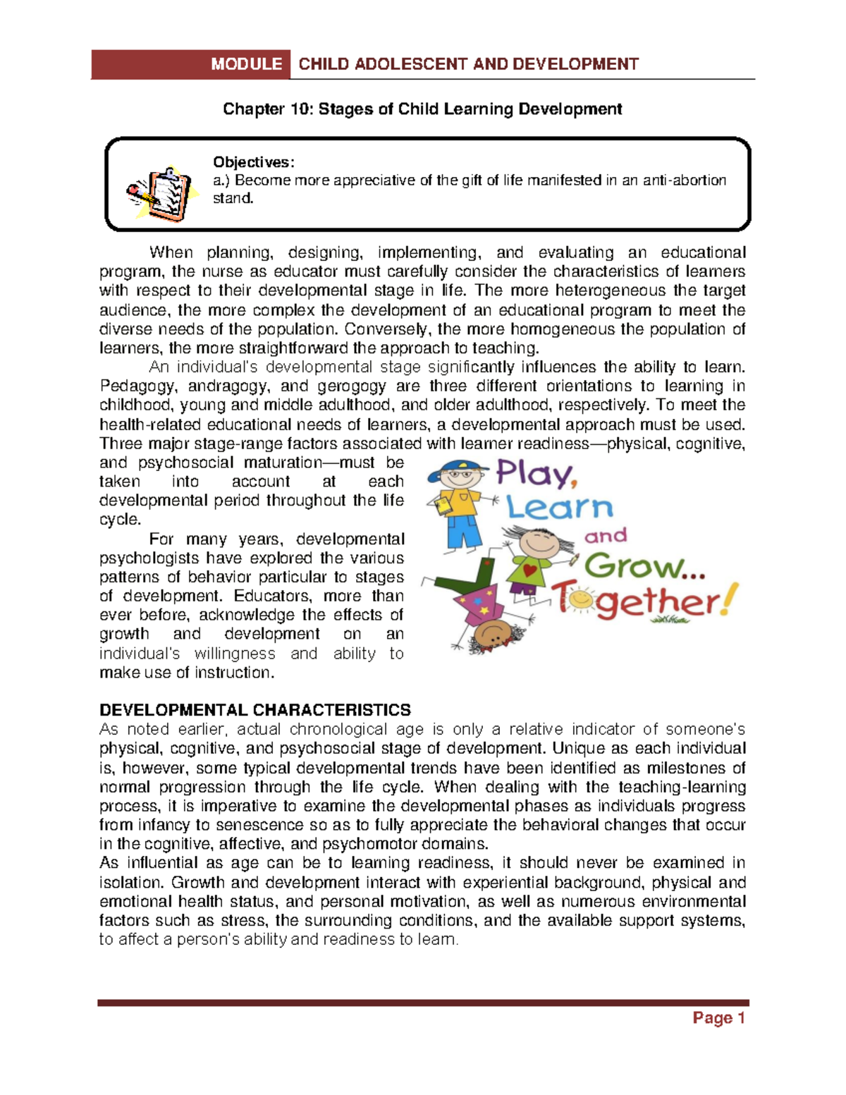 Chapter 10- Stages of Child Learning Development - Chapter 10: Stages ...