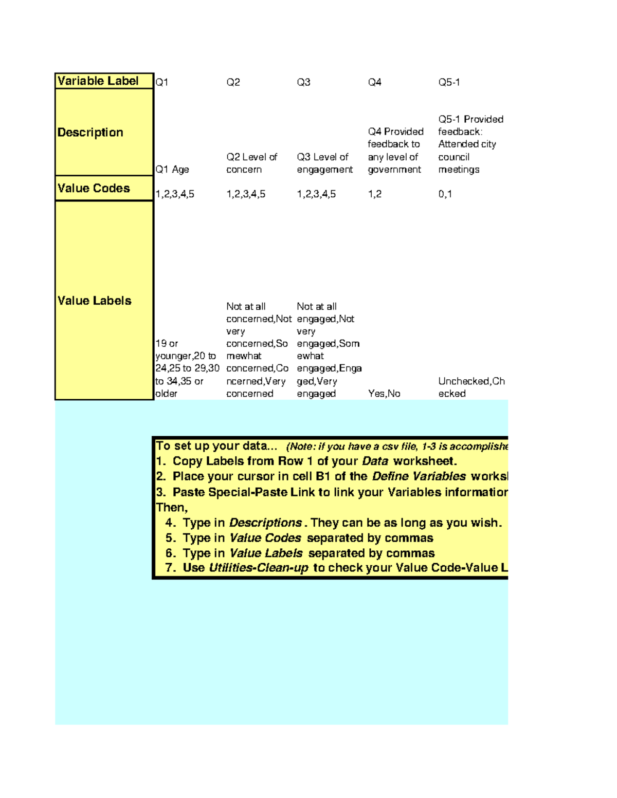Master_Database - COMPLETE 2 - Define Variables - Variable Label Q1 Q2 Q3 Q4 Q5- Description Q1 ...