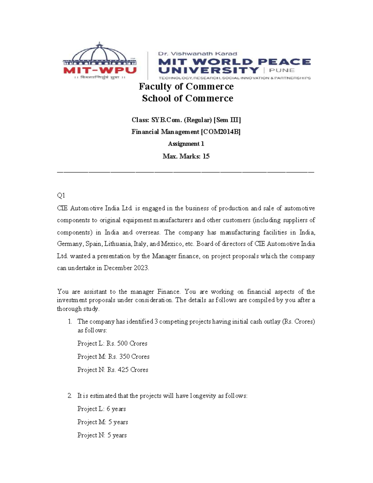 Sybcom (R) FM Evaluation 1 - Faculty of Commerce School of Commerce ...