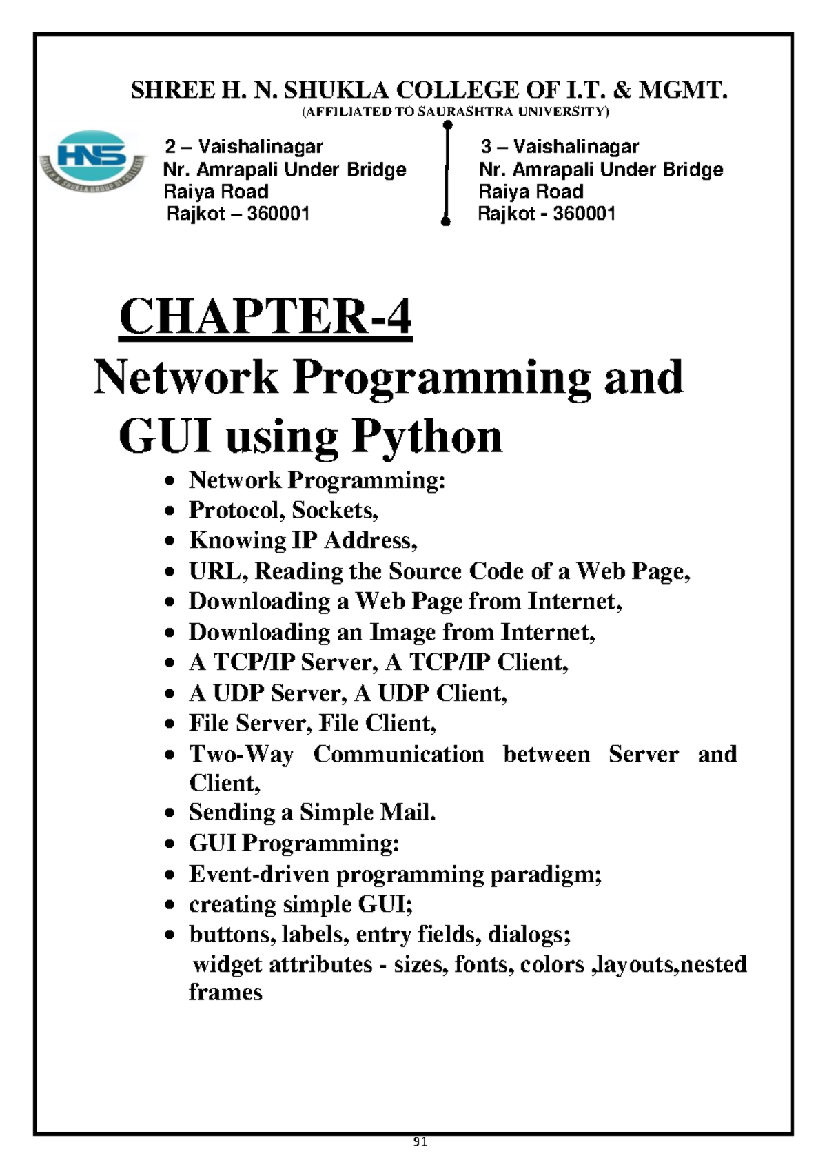 Unit-4 - python unit-4 - (AFFILIATED TO SAURASHTRA UNIVERSITY) 2 – Vaishalinagar 3 ...