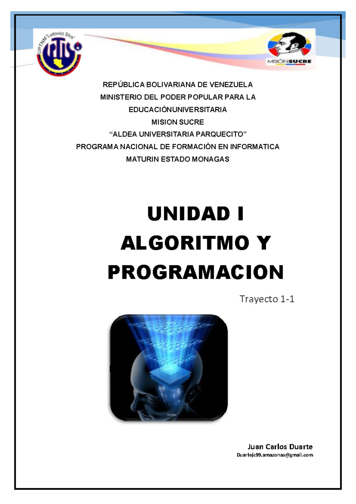 Algoritmos y Programas 1-1 MOD - REPÚBLICA BOLIVARIANA DE VENEZUELA ...