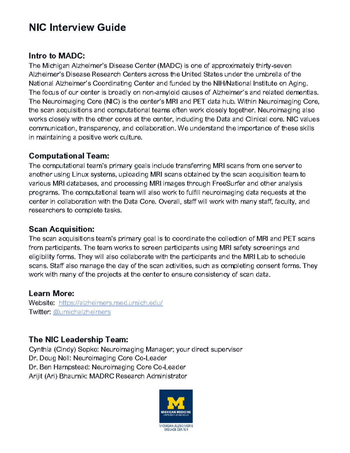 NIC Interview Guide winter 2024 - NIC Interview Guide Intro to MADC ...