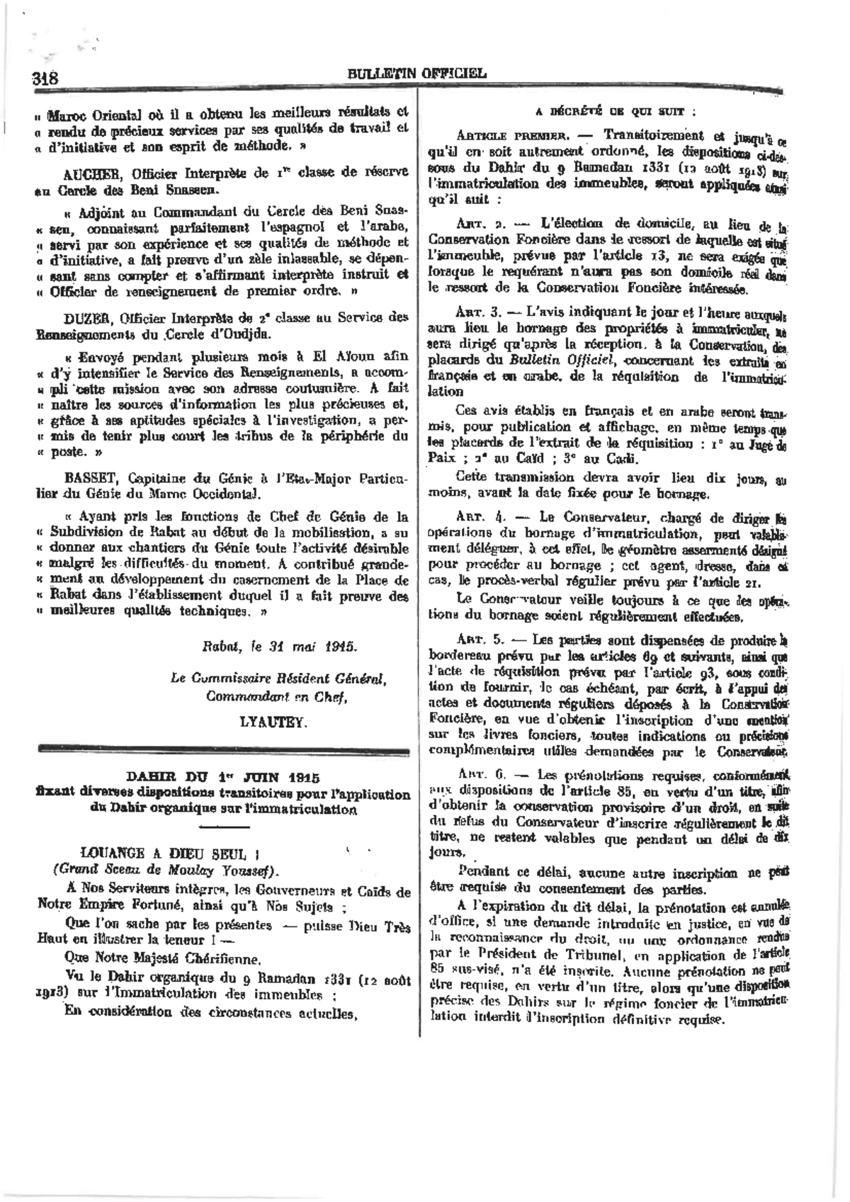 Dahir du 2 Juin 1915 - droit francais - Studocu