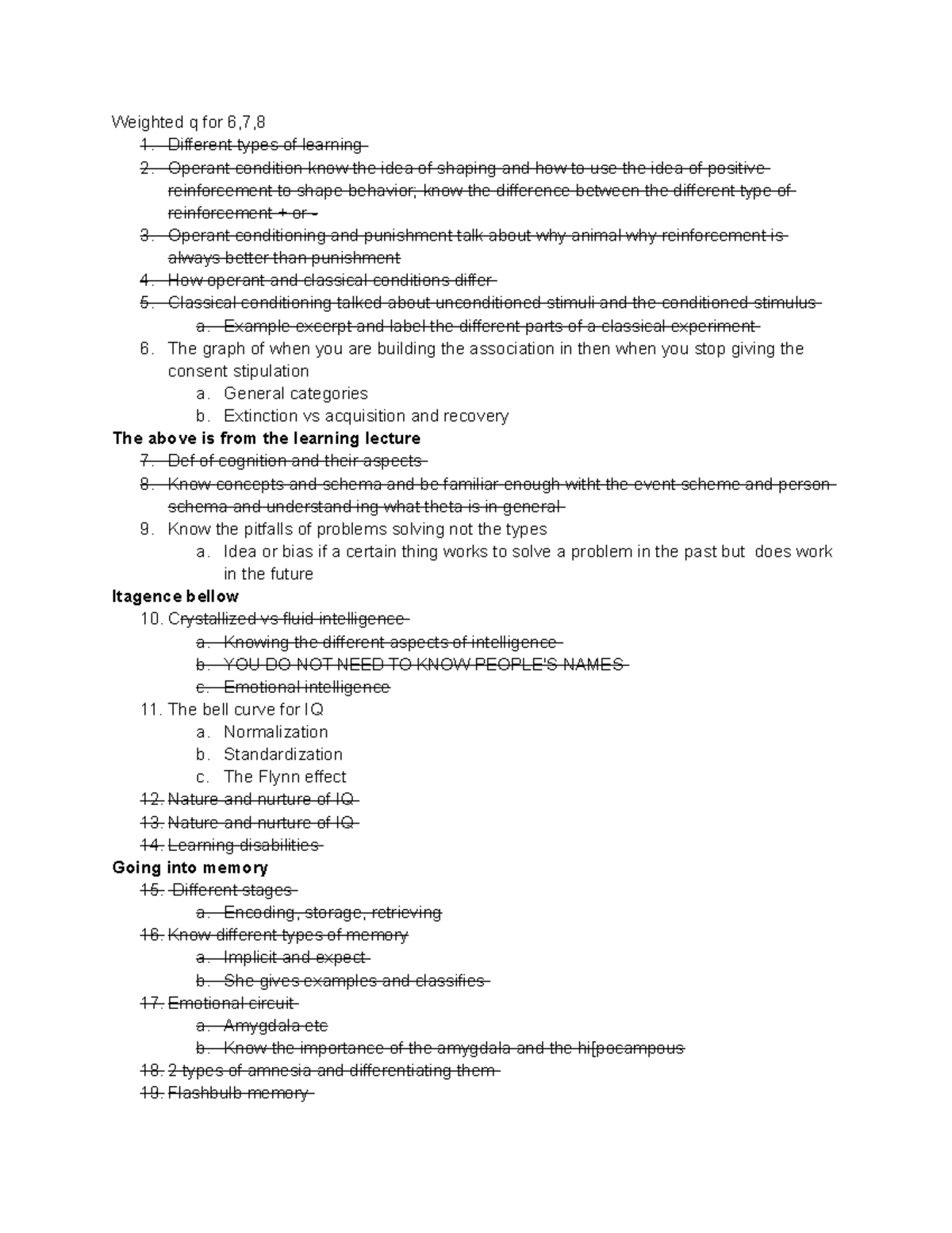Psych test 2 - practice test - Weighted q for 6,7, 1. Different types ...