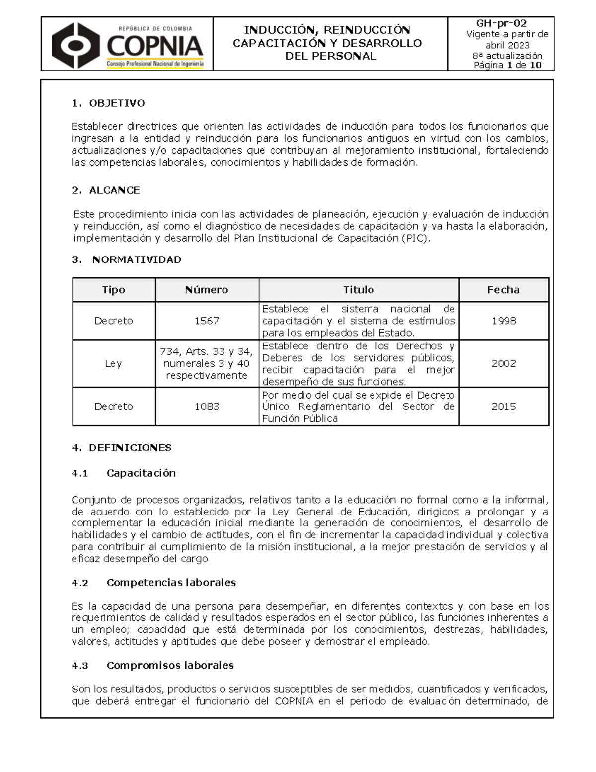 Induccion capacitacion desarrollo - INDUCCIÓN, REINDUCCIÓN CAPACITACIÓN Y DESARROLLO DEL ...