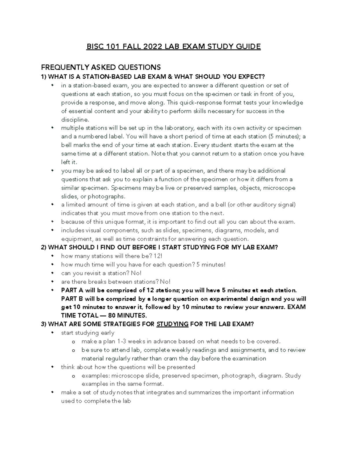 Bisc101. fall 2022. lab exam study guide - BISC 101 FALL 2022 LAB EXAM STUDY GUIDE FREQUENTLY ...