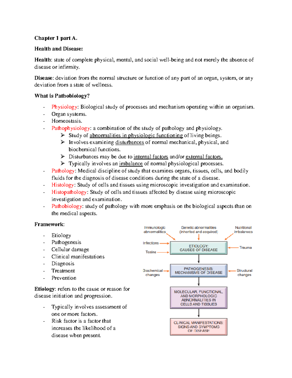 Chapter 1 Cell death - notes - Chapter 1 part A. Health and Disease ...