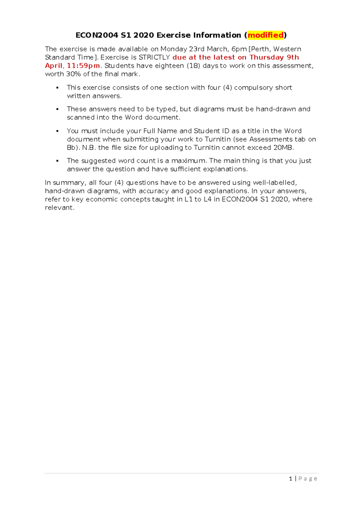 Exercise Qs for ECON2004 S1 2020 - ECON2004 S1 2020 Exercise Information (modified) The exercise ...