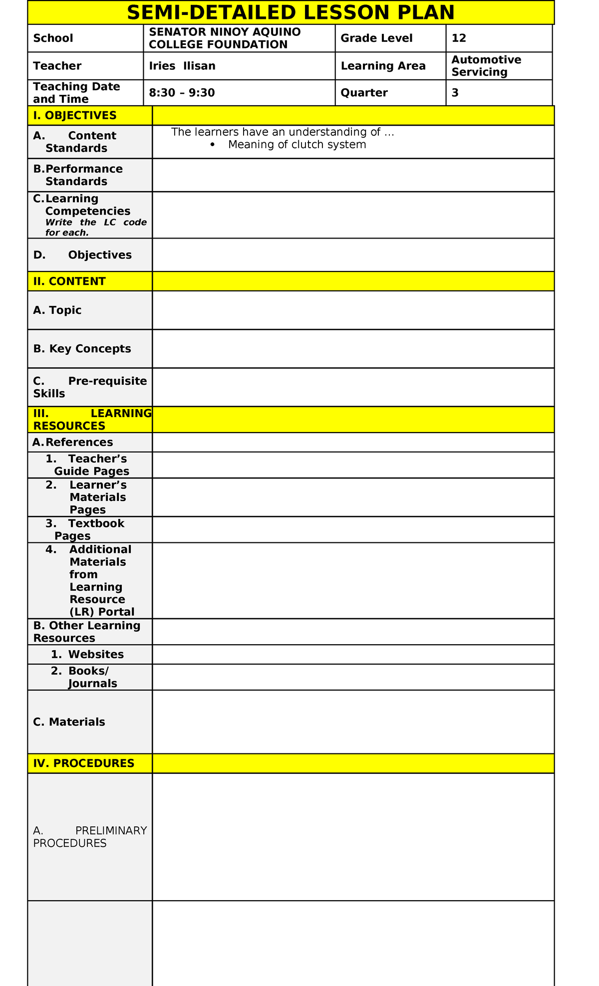 NEW-LP- Template - SEMI-DETAILED LESSON PLAN School SENATOR NINOY ...