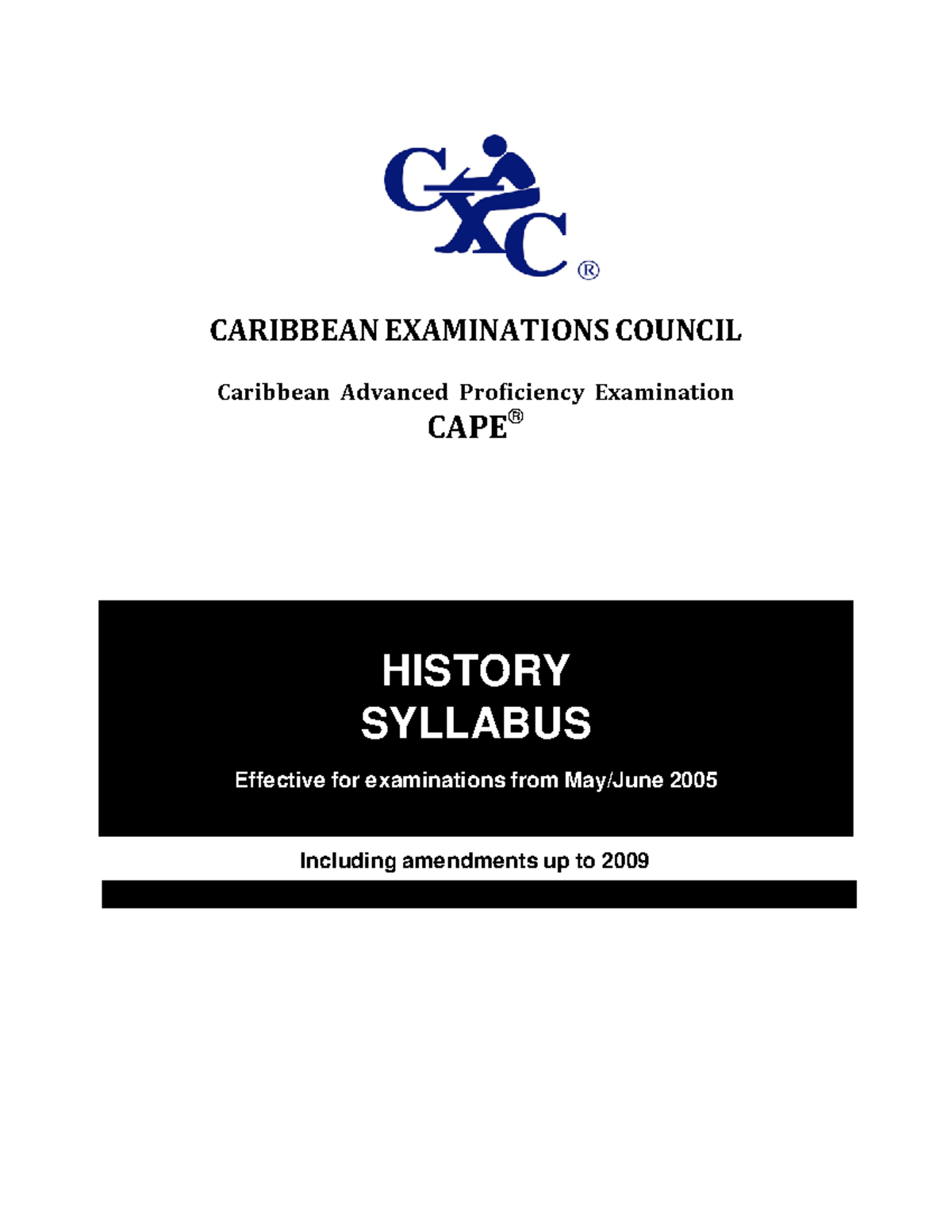 CAPE History syllabus - CARIBBEAN EXAMINATIONS COUNCIL Caribbean ...