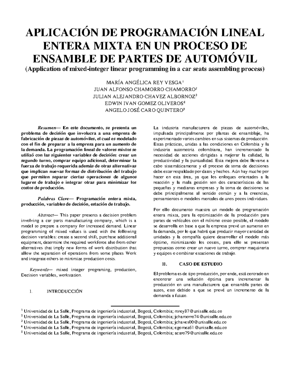 Inv. Operaciones - Avance 1 (PDF) - APLICACIÓN DE PROGRAMACIÓN LINEAL ...