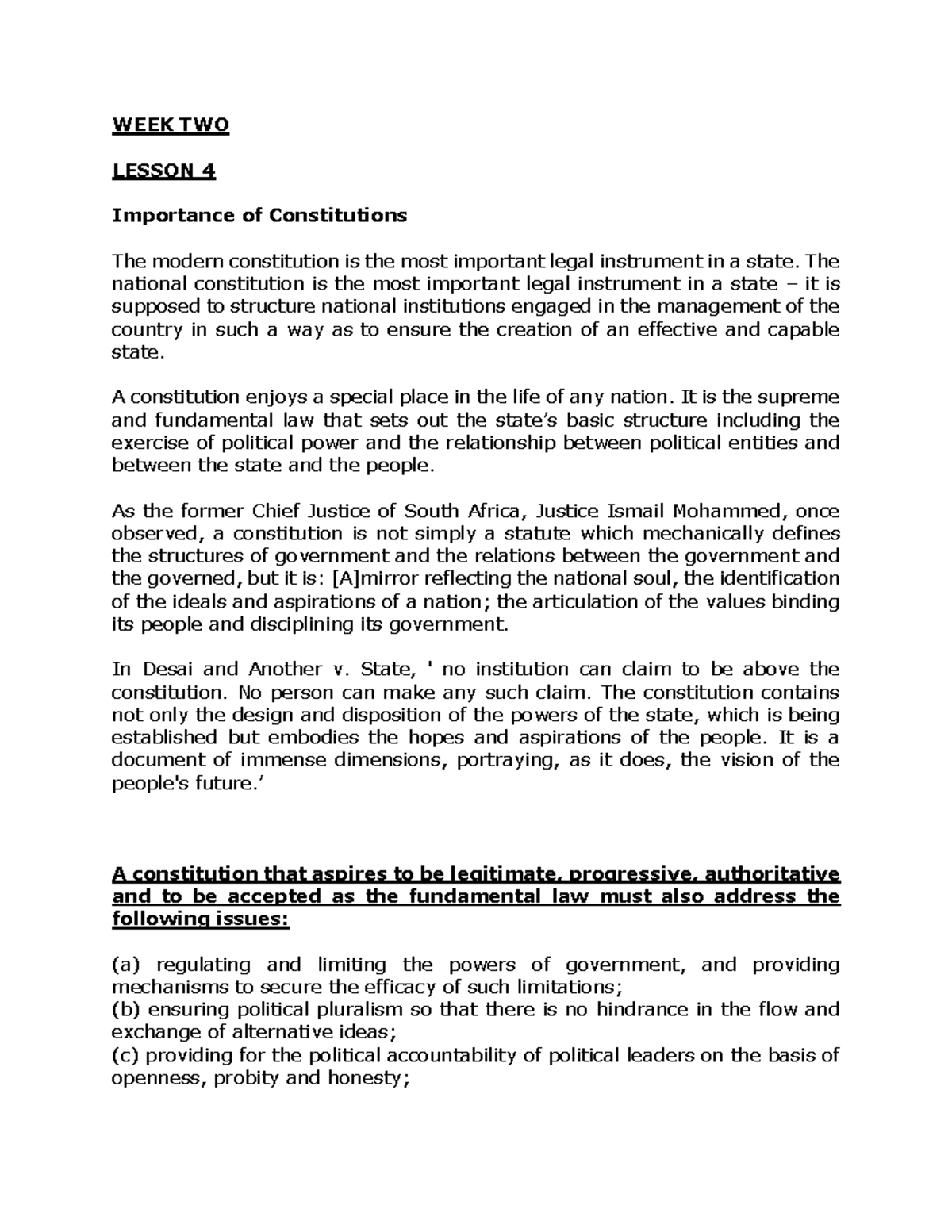 CON LAW WEEK TWO - Constitutional law material. - UB - Studocu