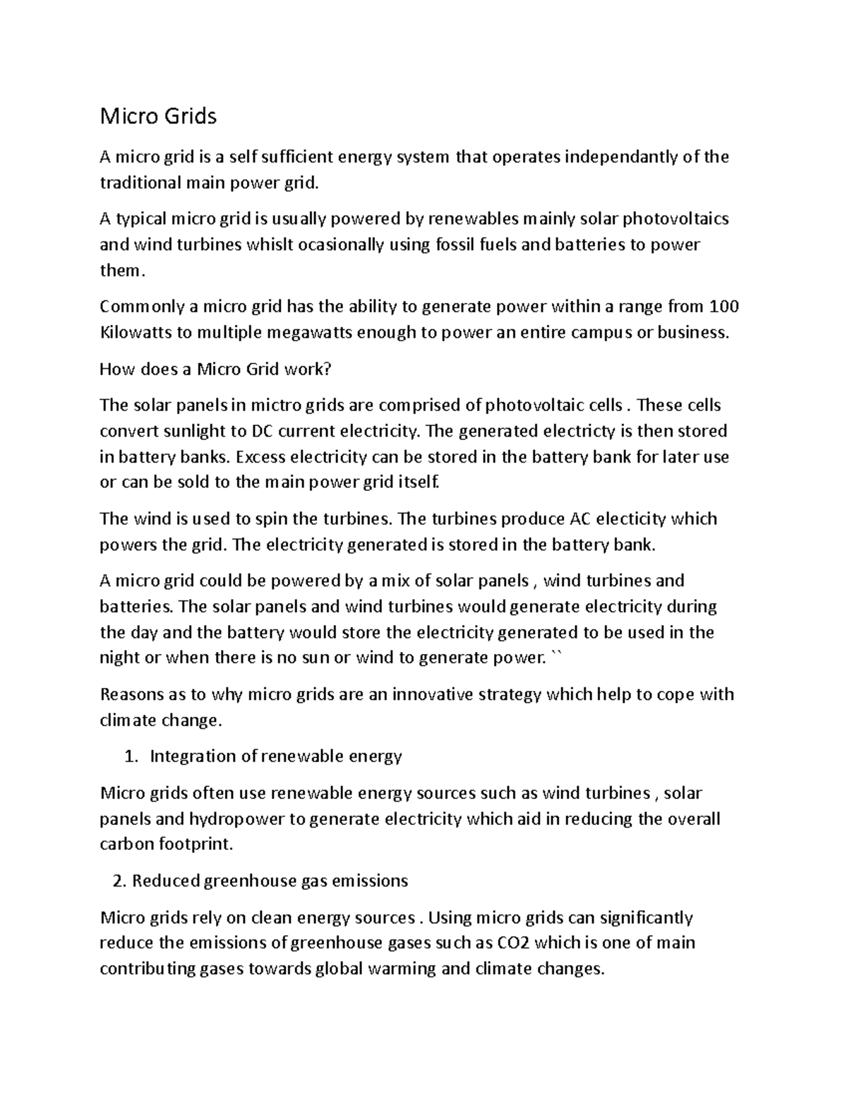 Micro Grids 2 - Micro Grids A micro grid is a self sufficient energy ...