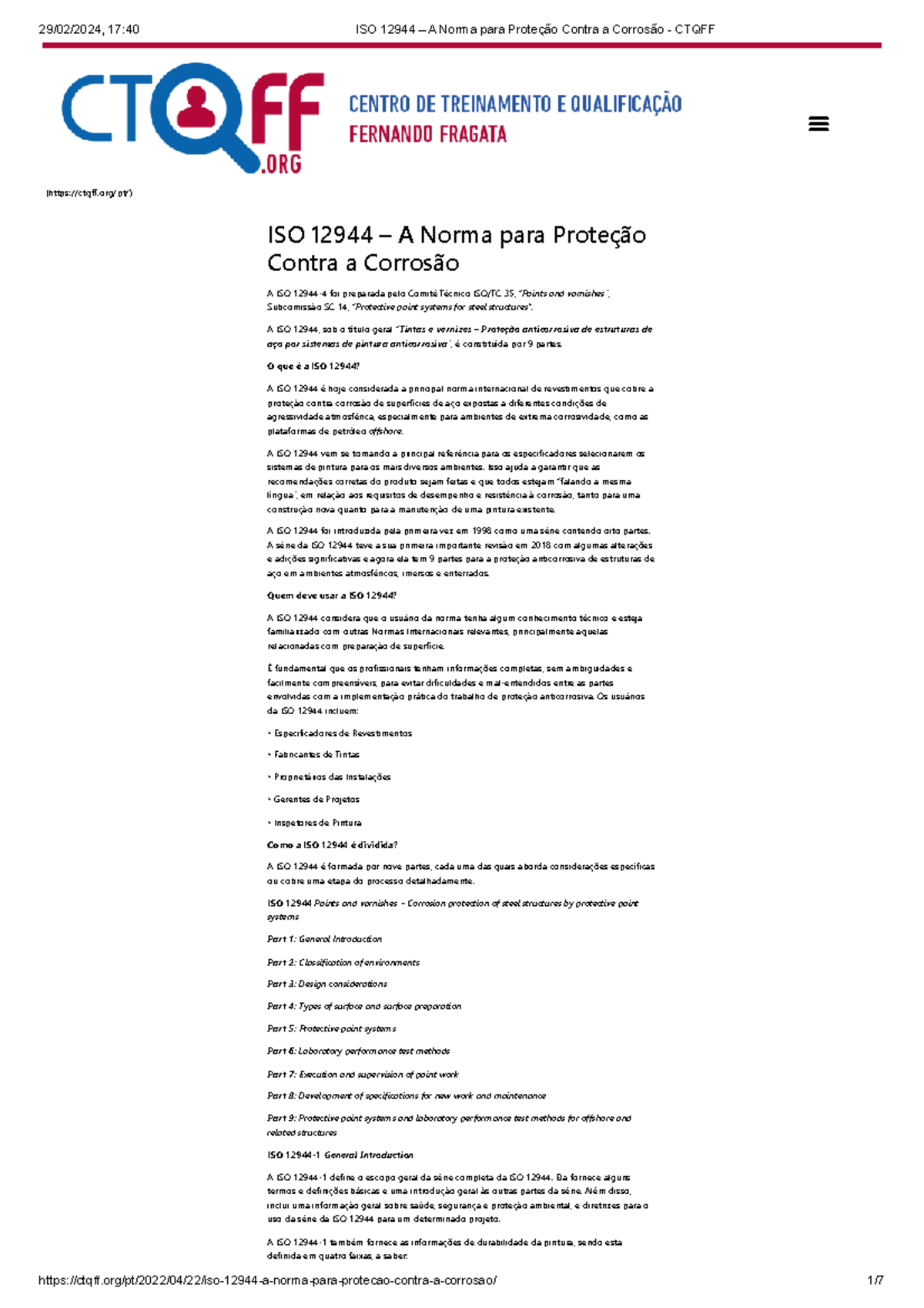 ISO 12944 – A Norma para Proteção Contra a Corrosão - Ctqff - ISO 12944 ...