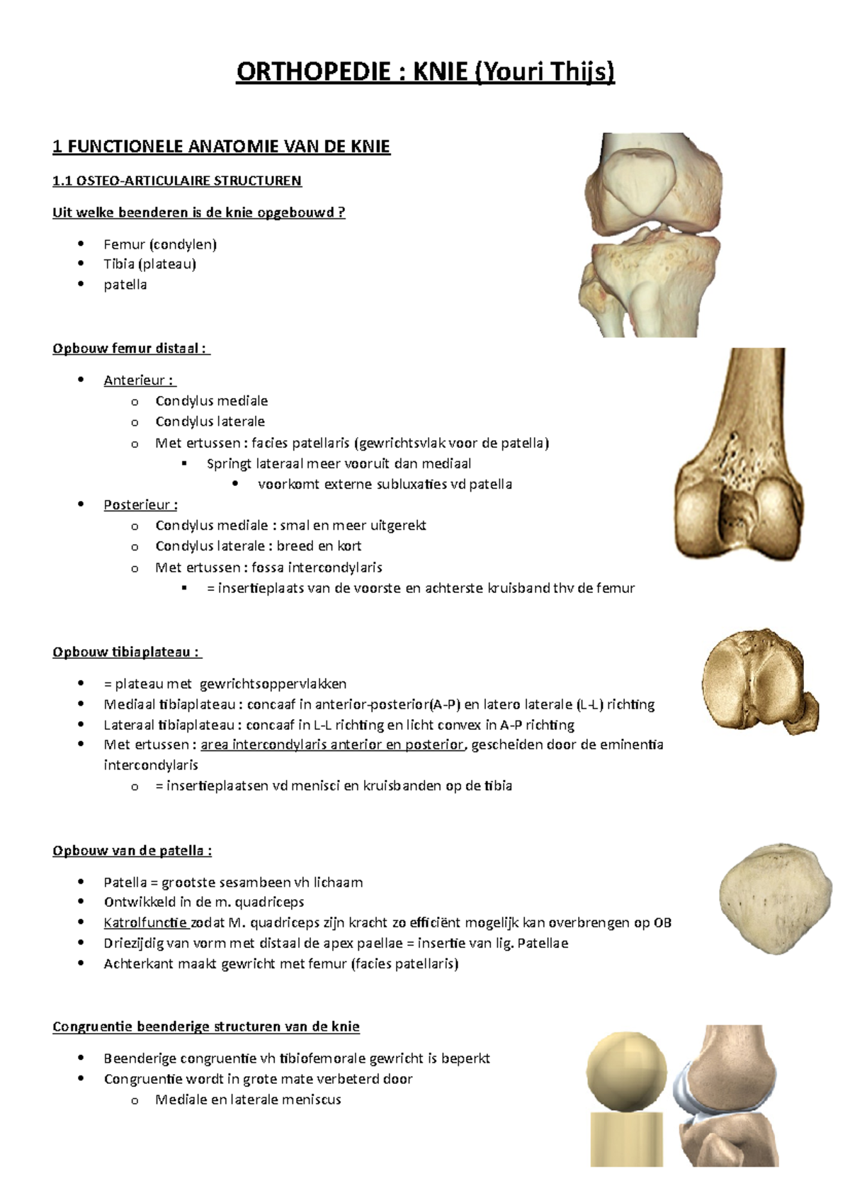 Orthopedie KNIE - ORTHOPEDIE : KNIE (Youri Thijs) 1 FUNCTIONELE ...