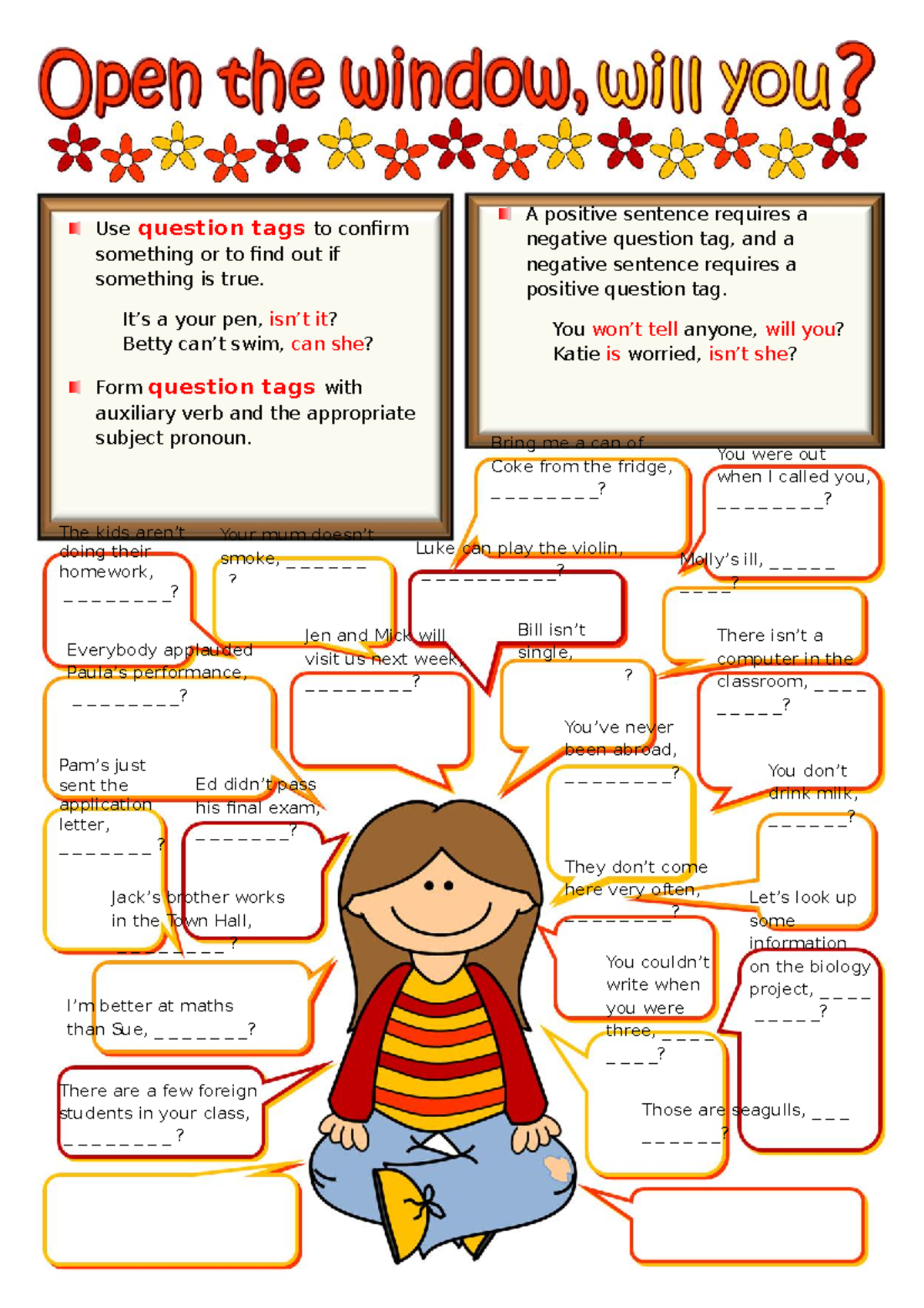 Worksheet Comment TAGS - Use question tags to confirm something or to ...