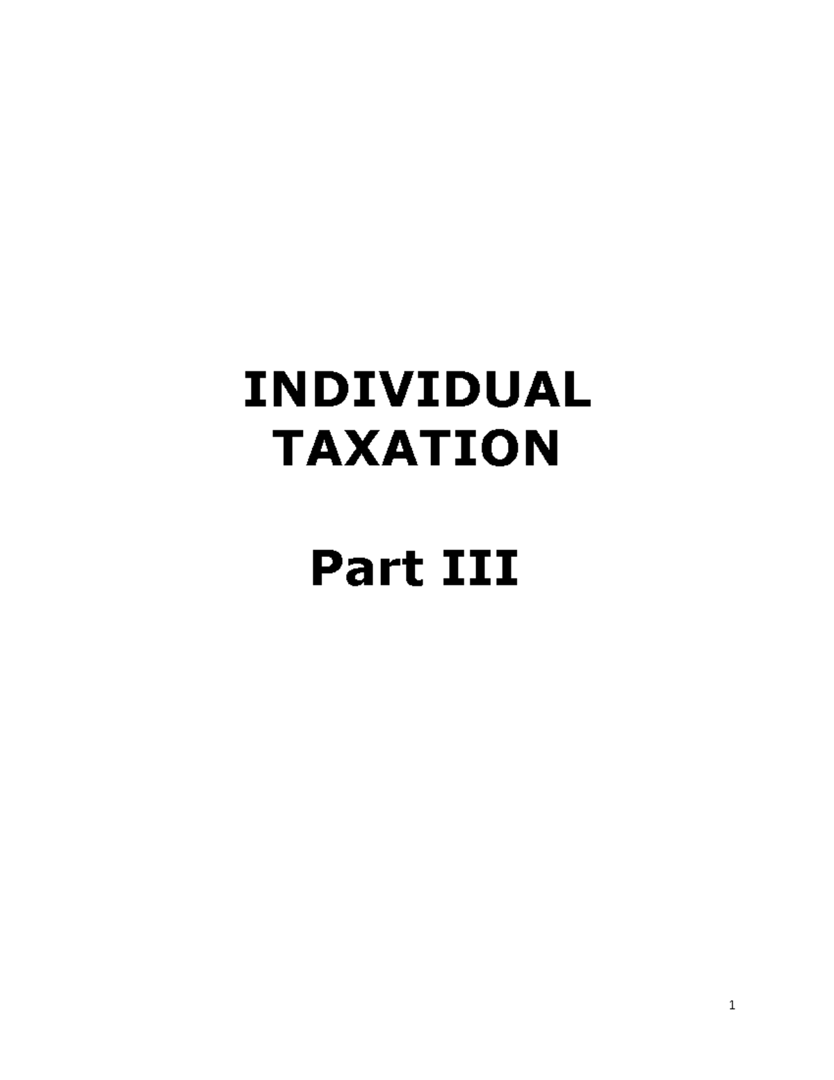 Module Income Taxation v - INDIVIDUAL TAXATION Part III MODULE 4 ...