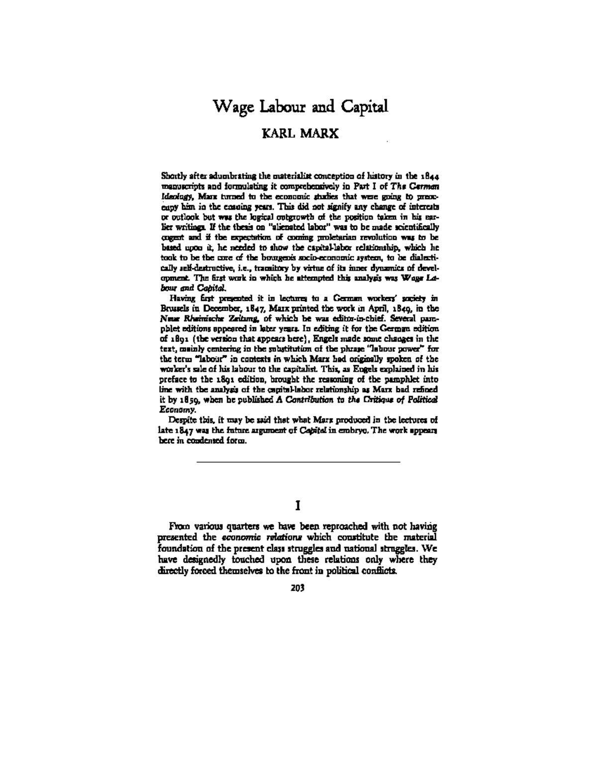 Wage labour and capital - 19003 - Studocu
