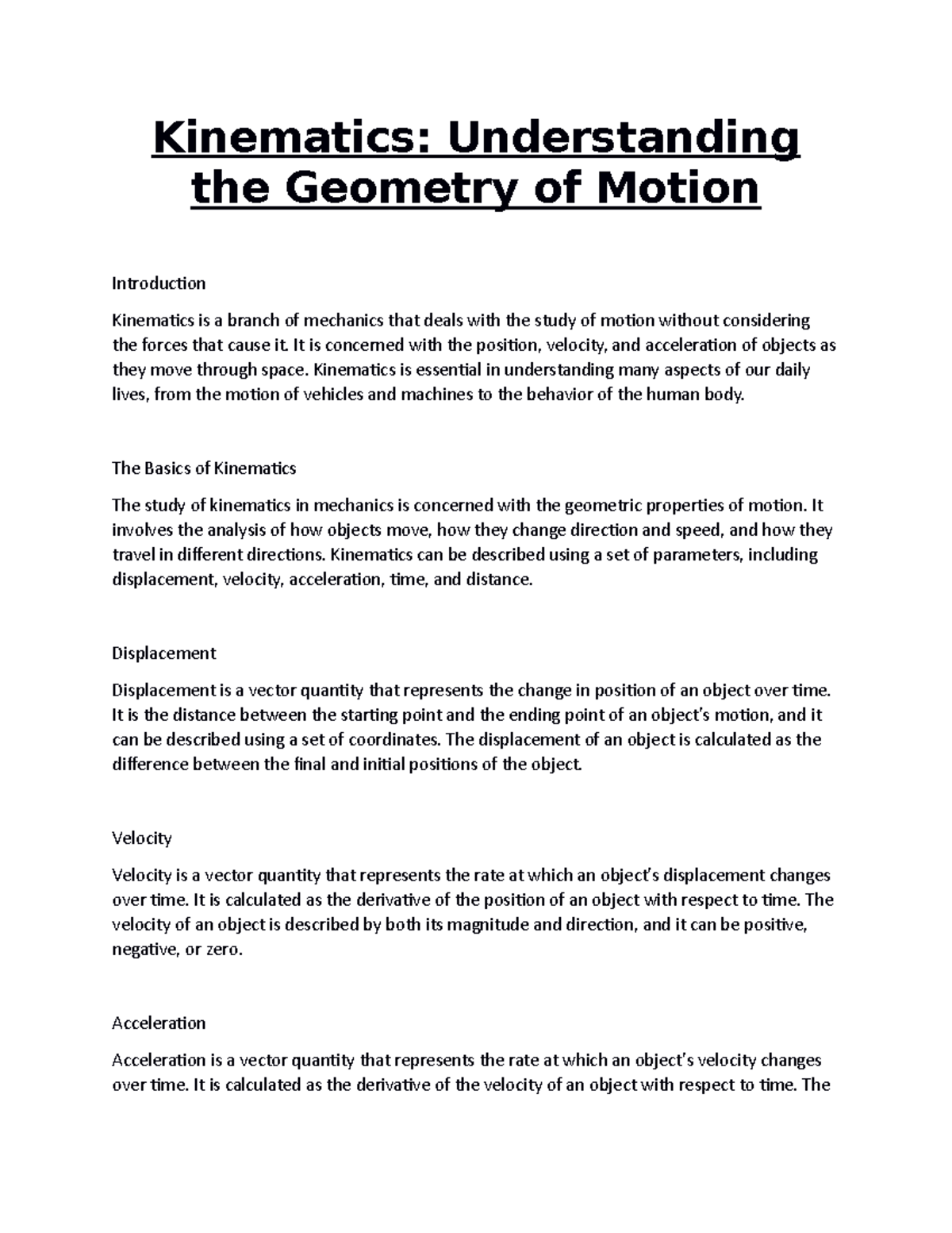 Intro to physics-2 - Kinematics: Understanding the Geometry of Motion ...