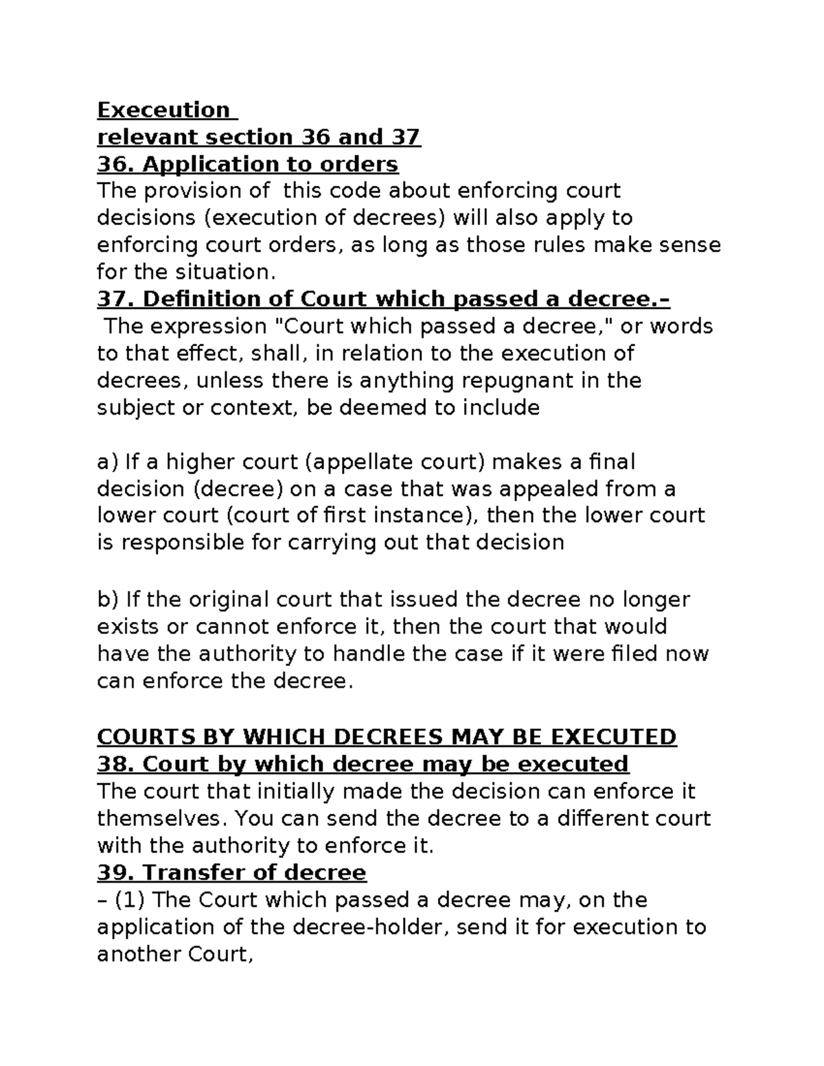 Execeution civil procedure 36 to 64 - Execeution relevant section 36 and 37 36. Application to ...
