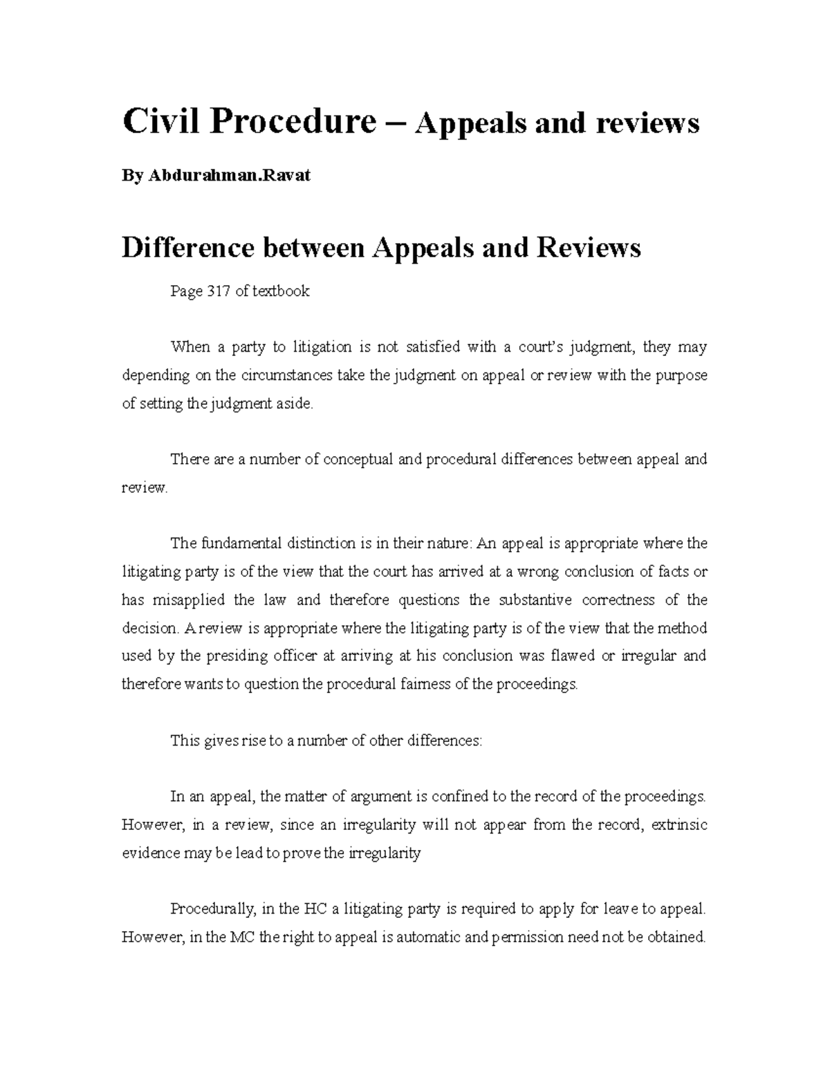 Civil Proc Appeals and Reviews - Civil Procedure – Appeals and reviews ...