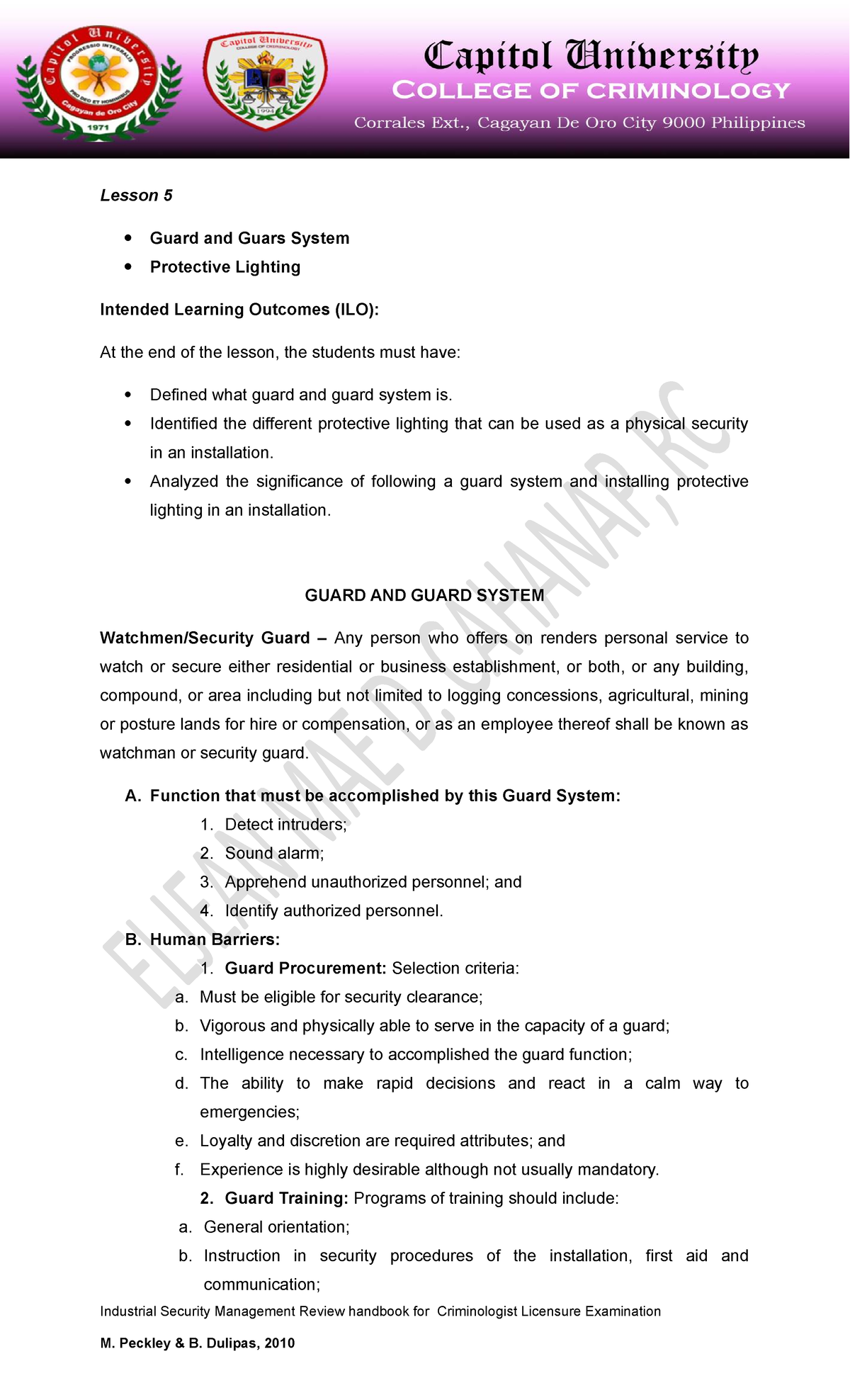 LEA 103 Week 5 - yueuh dhdjd - Lesson 5 Guard and Guars System ...