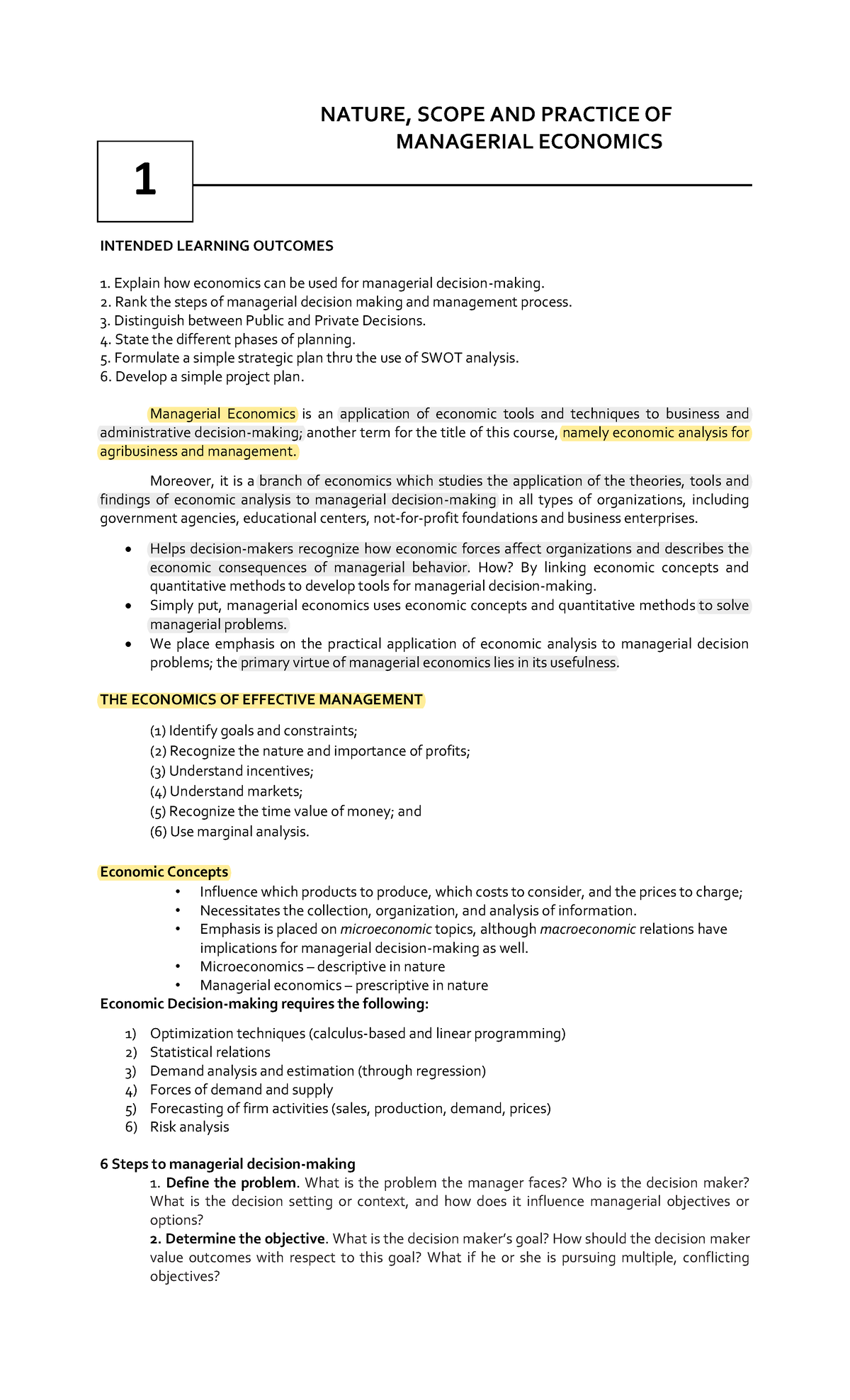 Nature, Scope and Practice of Managerial Economics - NATURE, SCOPE AND ...