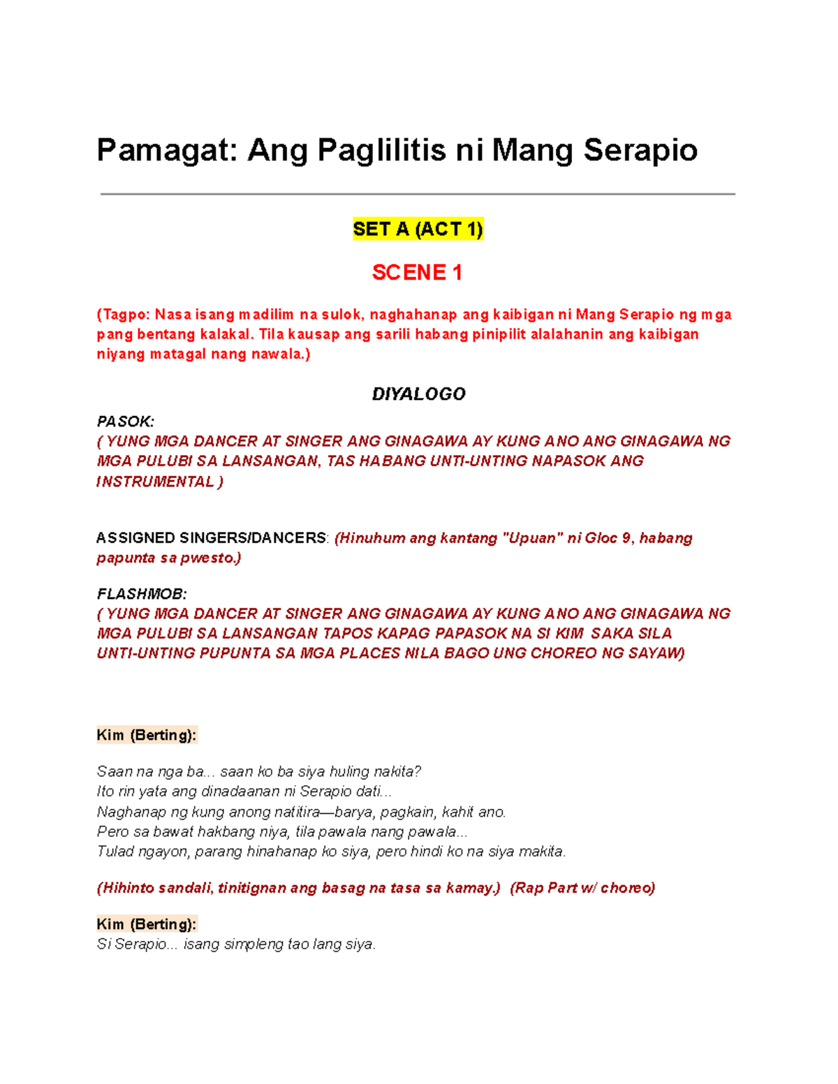 Copy of Final Script NG Paglilitis NI MANG Serapio - Pamagat: Ang ...