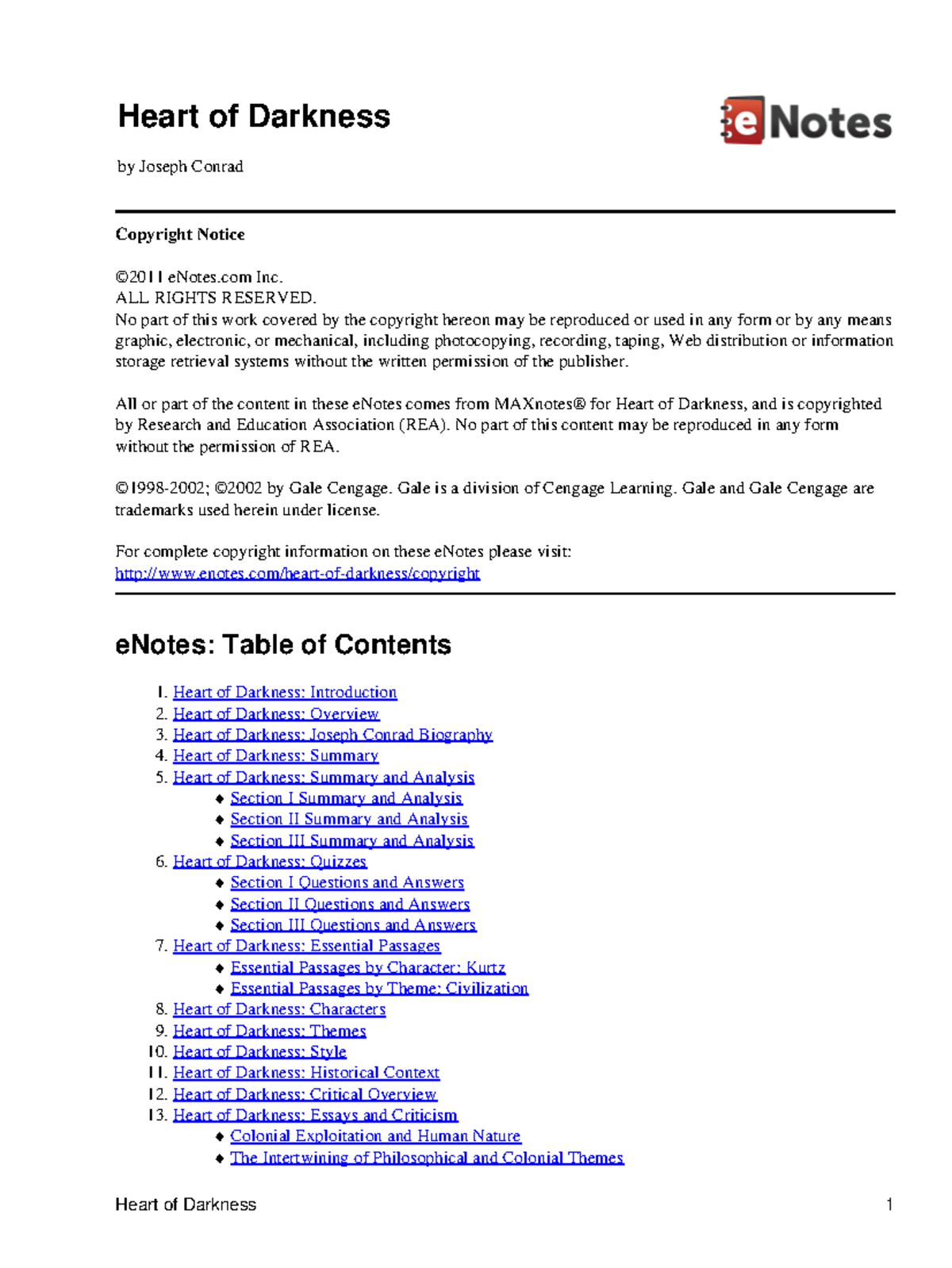 Heart Of Darkness-2 - Literature and linguistics notes - Heart of ...