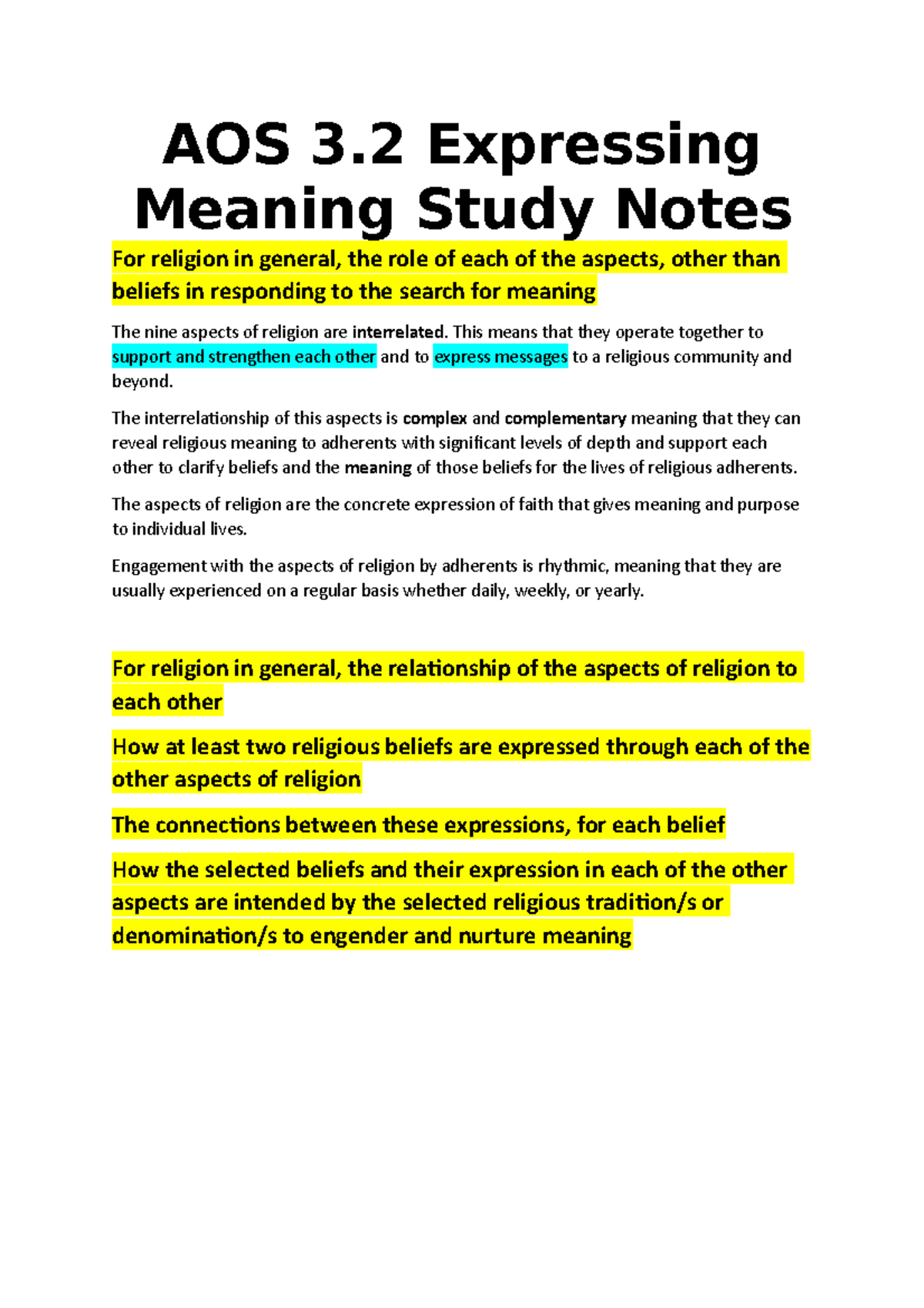 AOS 3.2 Expressing Meaning Study Notes - AOS 3 Expressing Meaning Study ...