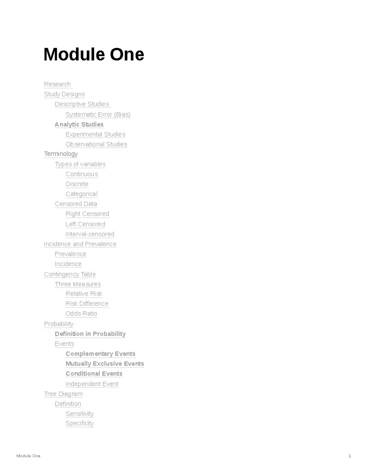 Stats Module One Notes - For the lectures up to Test One - Module One ...