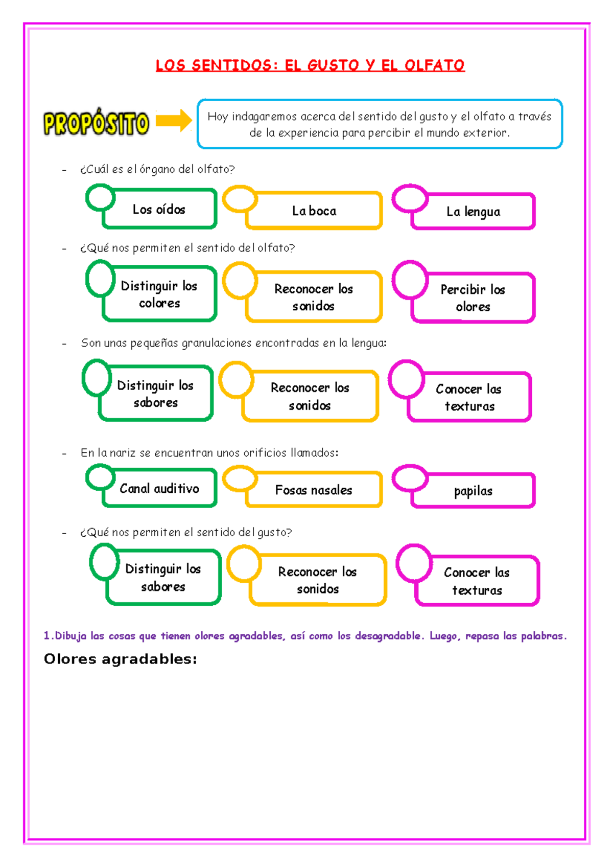 6.6. Ficha D3 CT LOS Sentidos EL Olfato Y EL Gusto - LOS SENTIDOS: EL ...