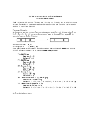 Tutorial Week 2 - COS30019 - Introduction to Artificial Intelligence Tutorial Problems Week 2 ...