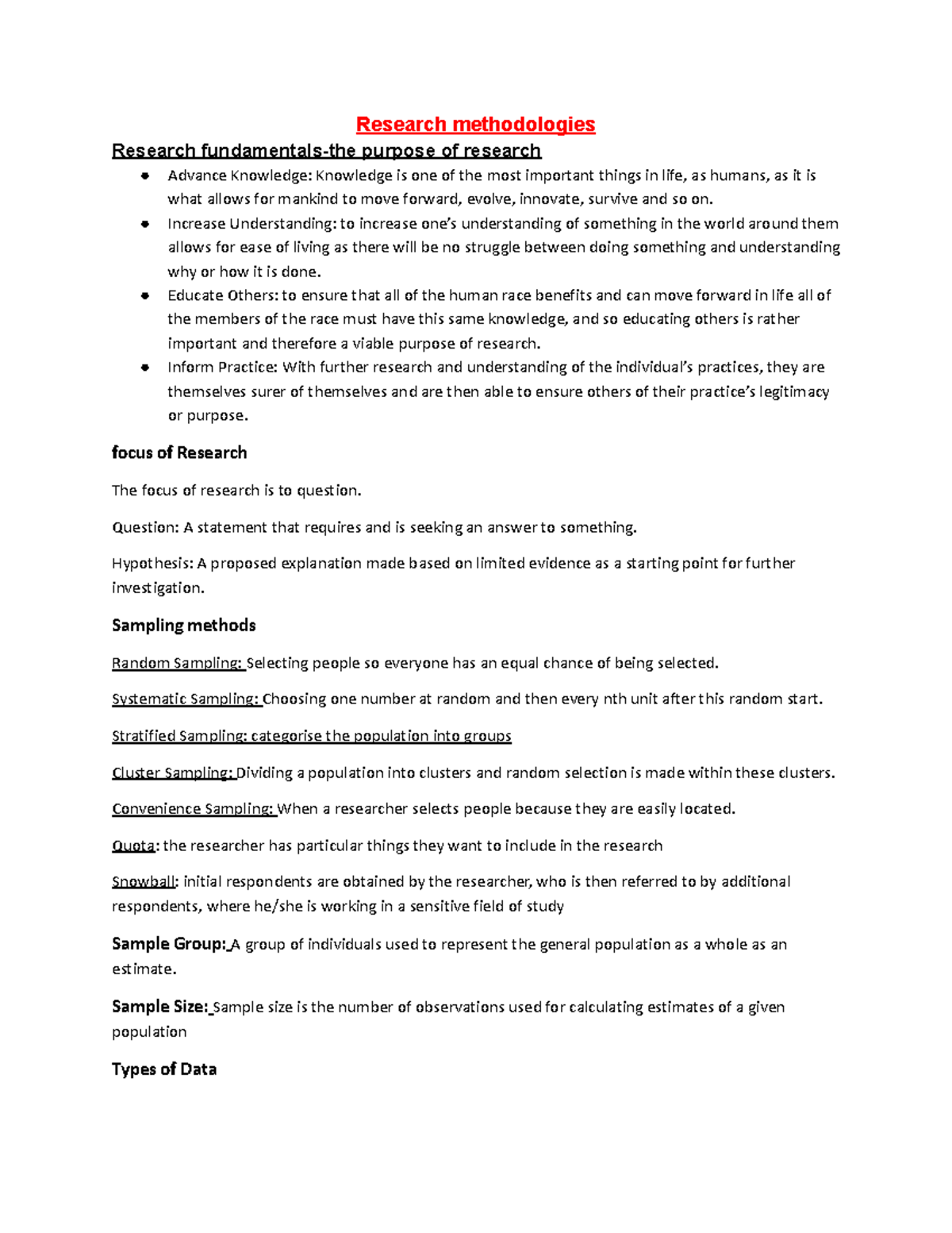 Research methodolgies - Research methodologies Research fundamentals ...
