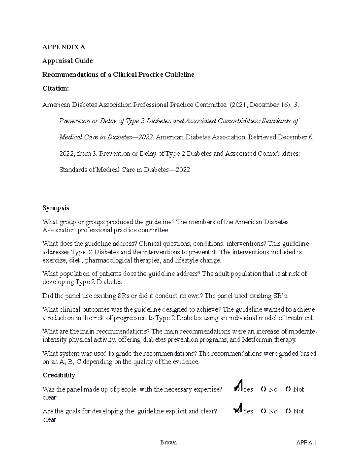 Clinical Practice Guideline Template - APPENDIX A Appraisal Guide ...