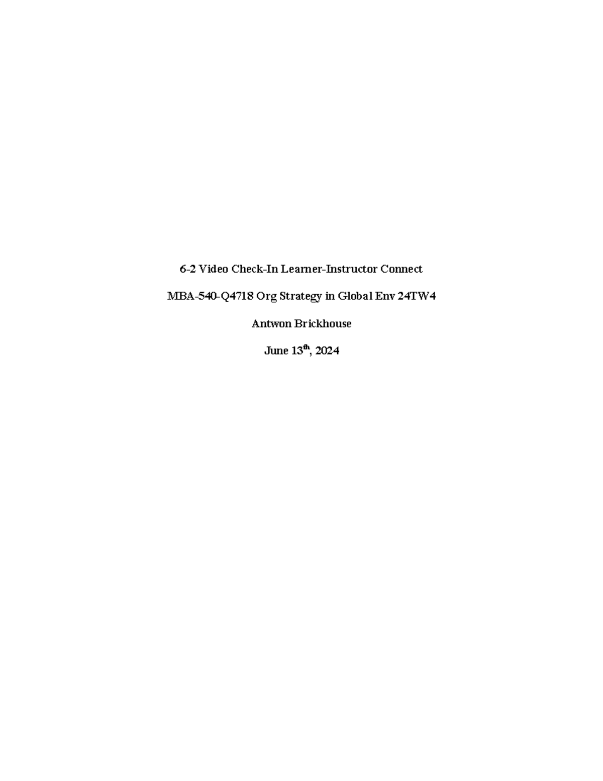 6-2 Video Check-In Learner-Instructor Connect - 6-2 Video Check-In ...