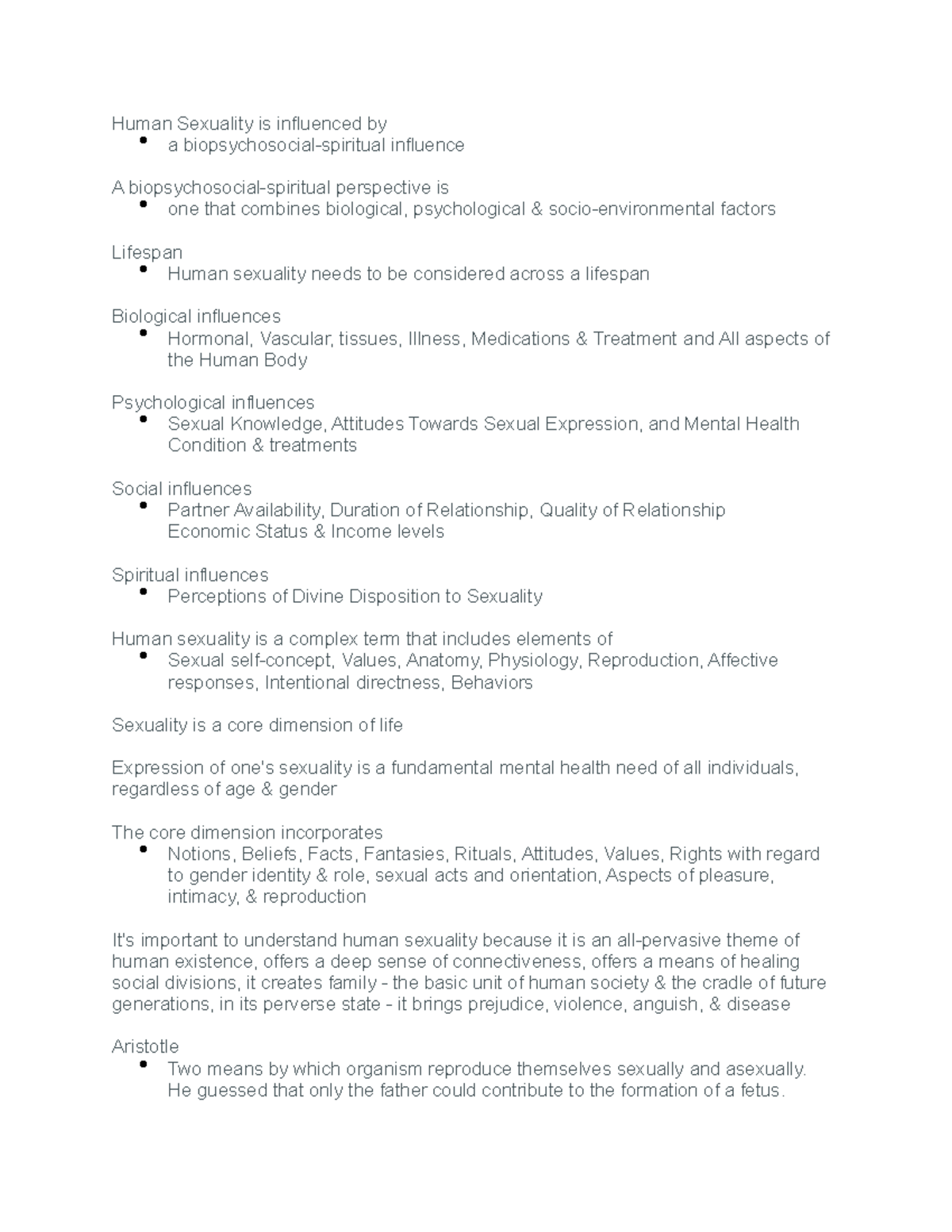 Human Sexuality Final Notes, All Concepts - Human Sexuality is ...
