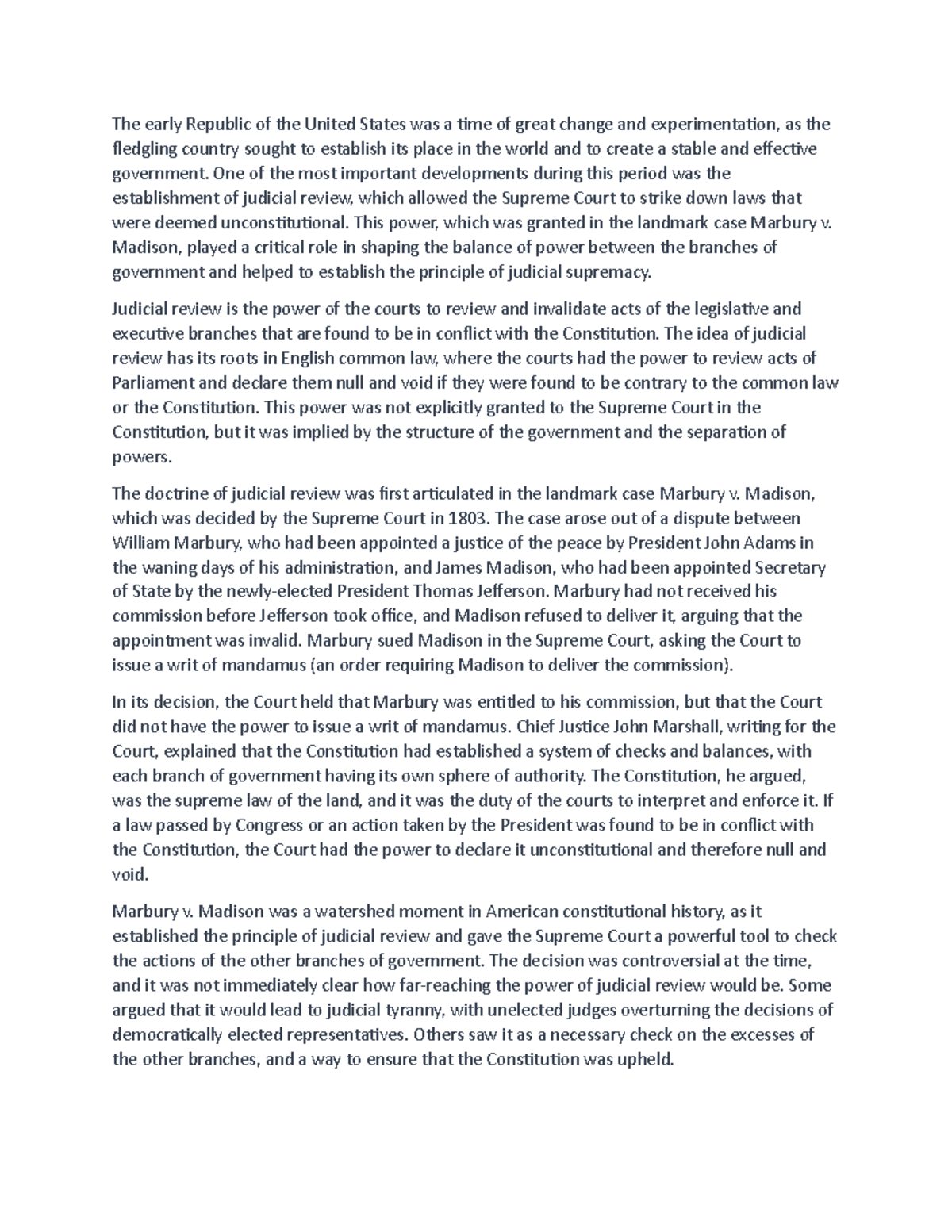 Judicial Review in the Early Republic - The early Republic of the ...